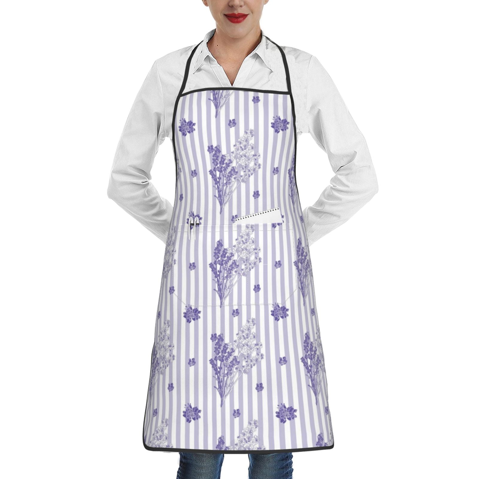 Easygdp Bouquet and Lavender Flowers Apron Waterdrop Resistant with 2 ...