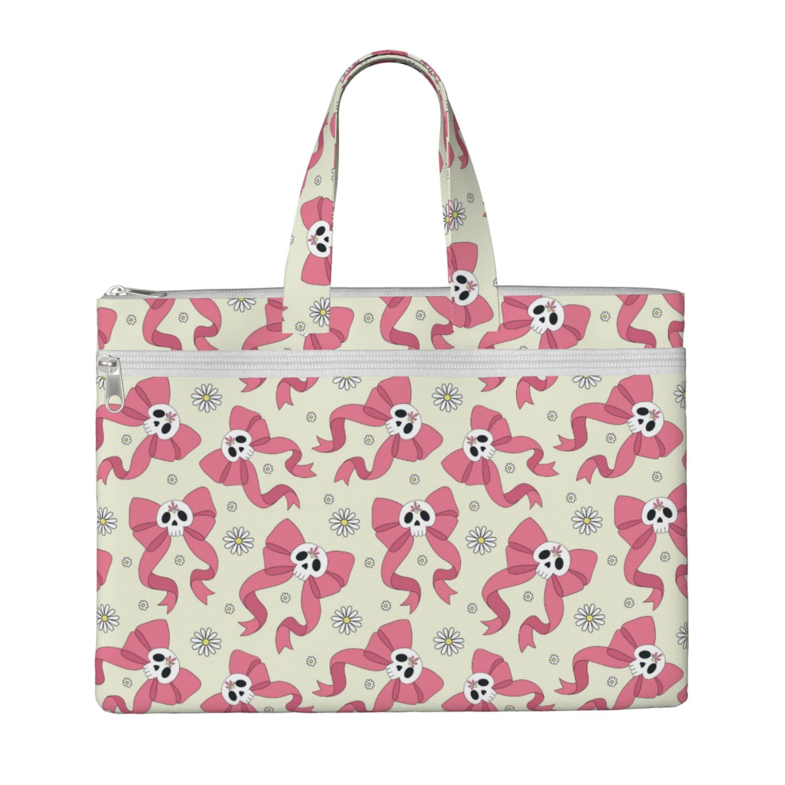 Easygdp Bow With Sugar Skull Canvas Document Bag File Bag Handle ...