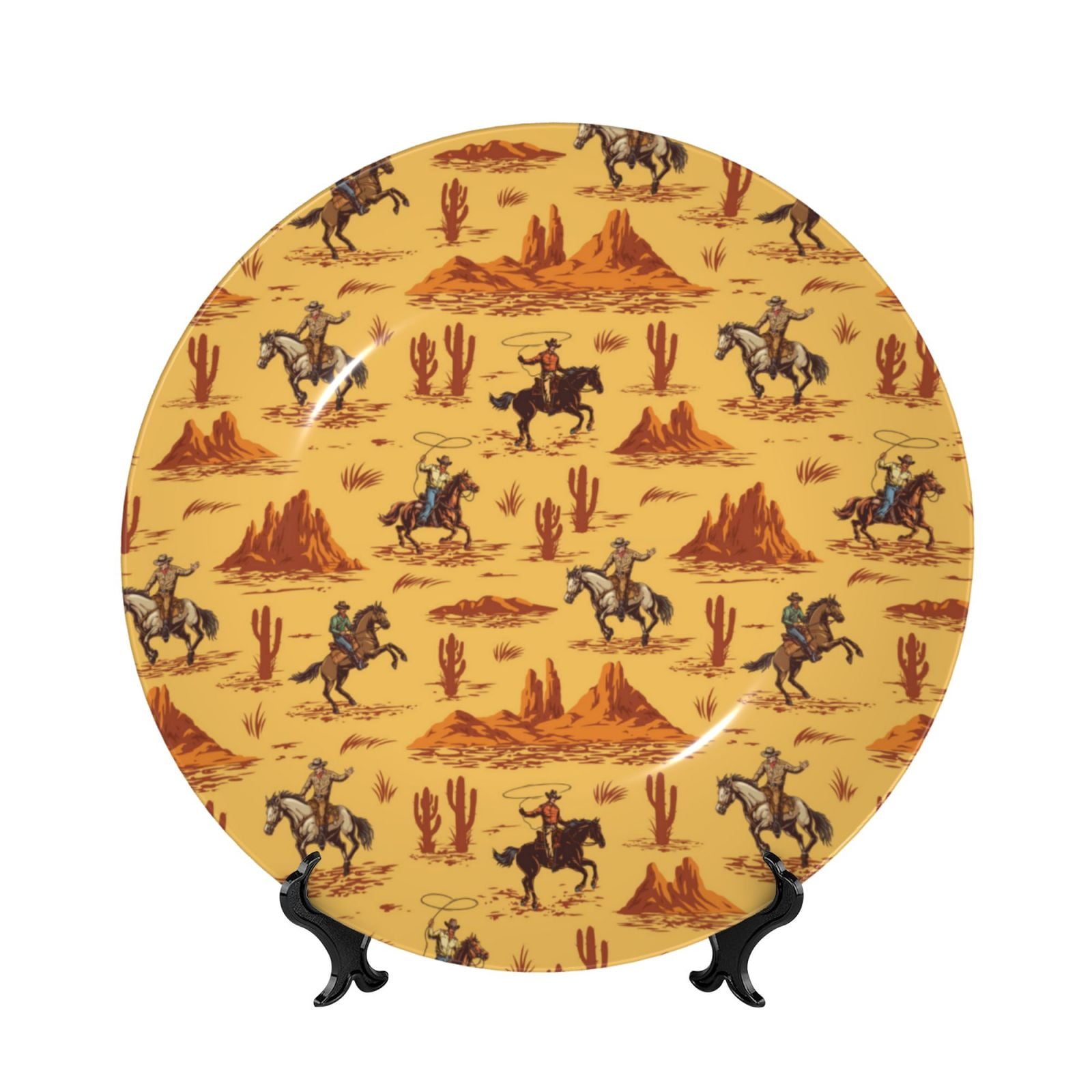 Easygdp Brave Cowboys Bone China Decorative Plate Ceramic Dinner Plates ...