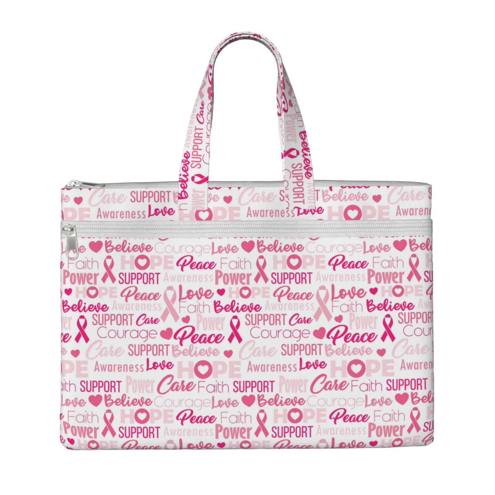 Easygdp Breast Cancer Ribbons Awareness Canvas Document Bag File Bag ...