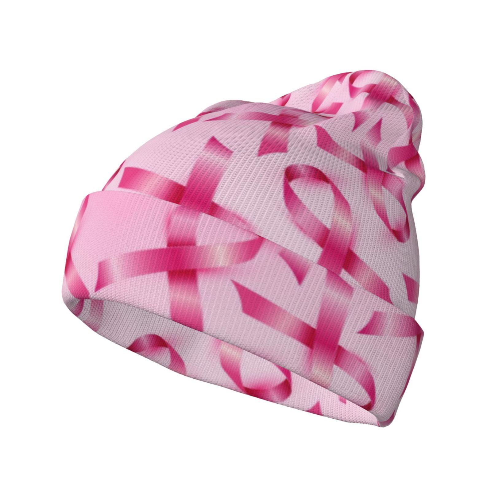 Easygdp Breast Cancer Ribbons Awareness Winter Beanie for Men Women ...