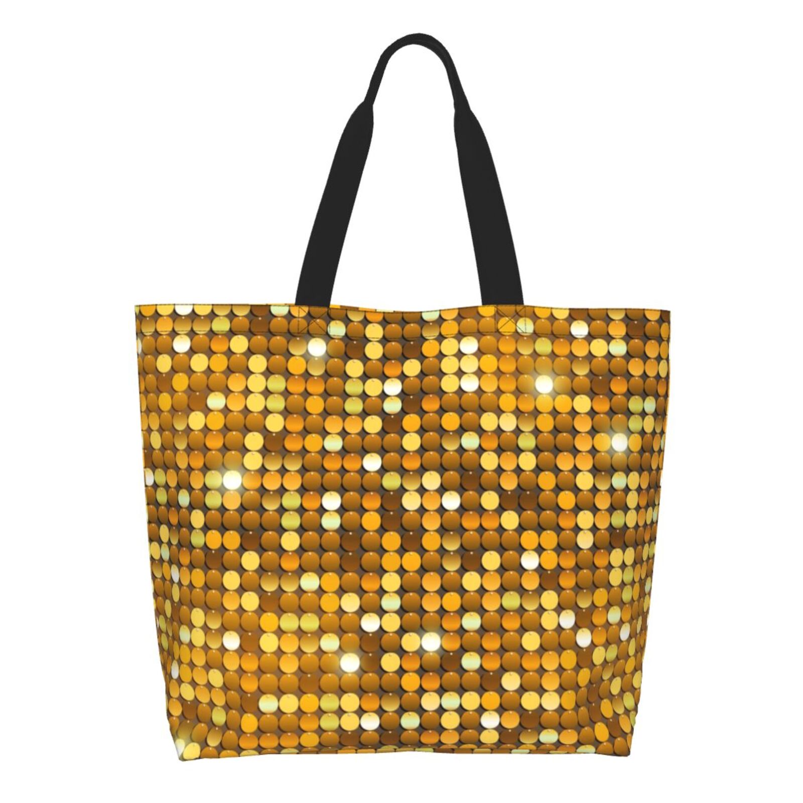 Easygdp Bright Shiny Golden Tote Bags for Women,Women Travel Shoulder ...