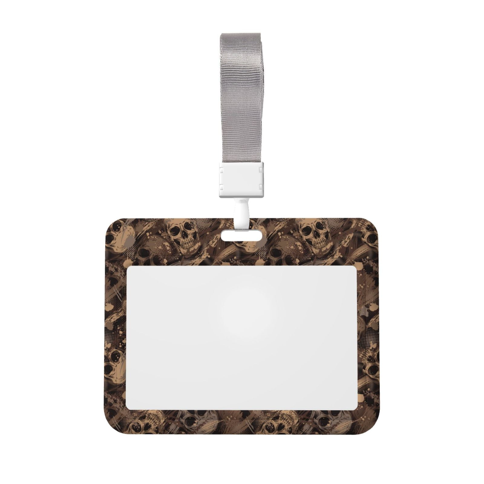 Easygdp Brown Camouflage Skull Card Badge Holder Work Badge Sleeve for ...