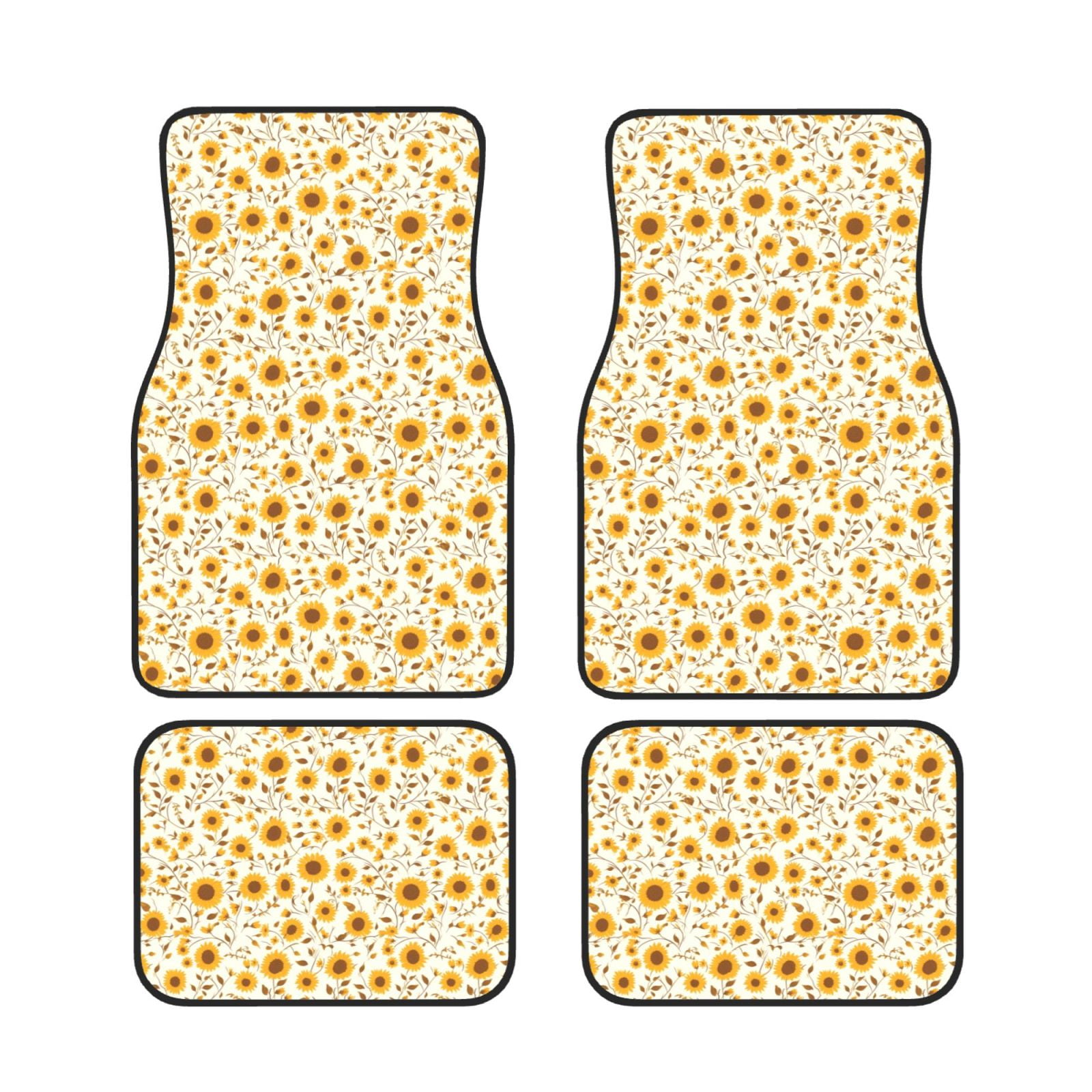 Easygdp Brown Leaf Sunflower Car Foot Mat Set of 4 Pieces, Anti-Slip ...