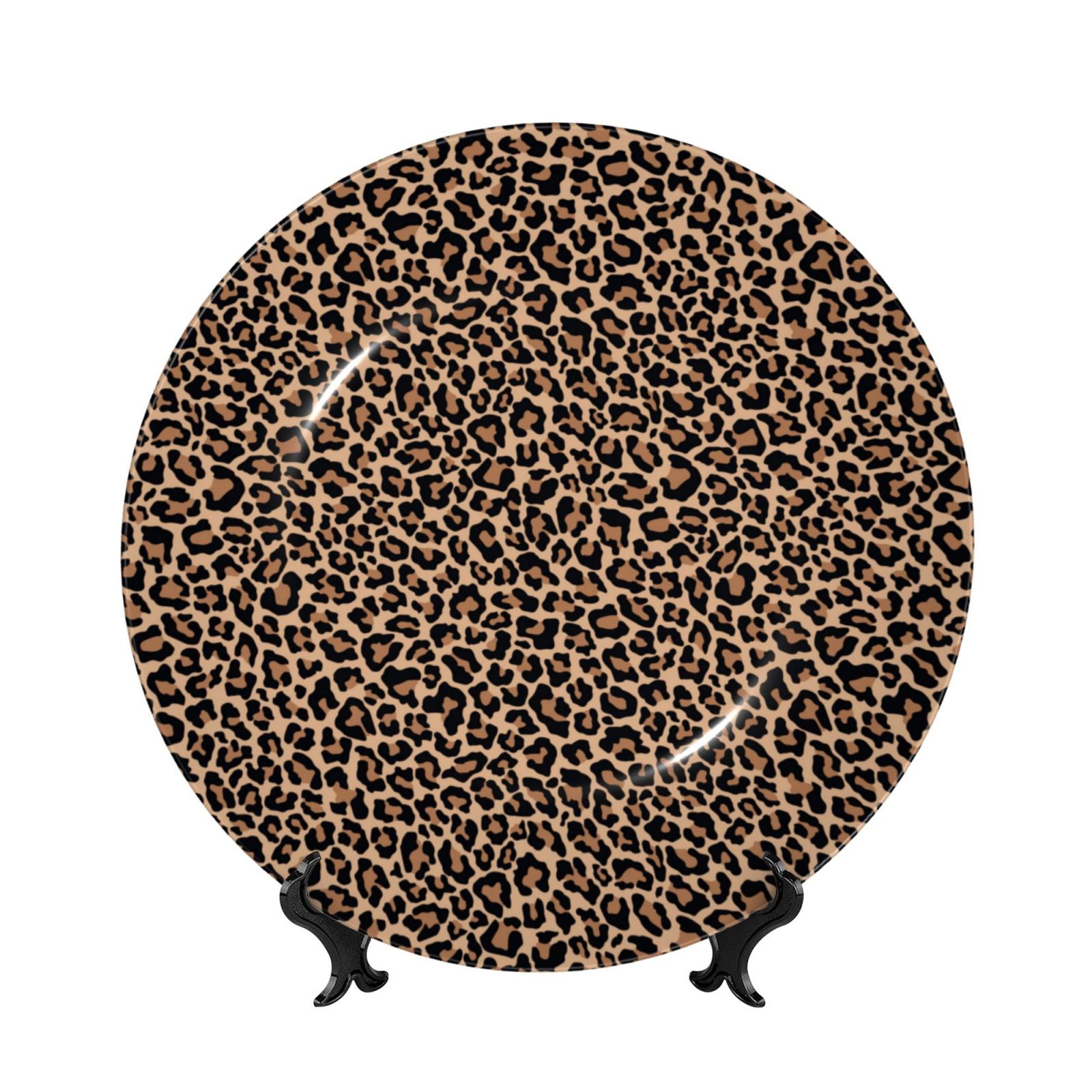 Easygdp Brown Leopard Bone China Decorative Plate Ceramic Dinner Plates ...