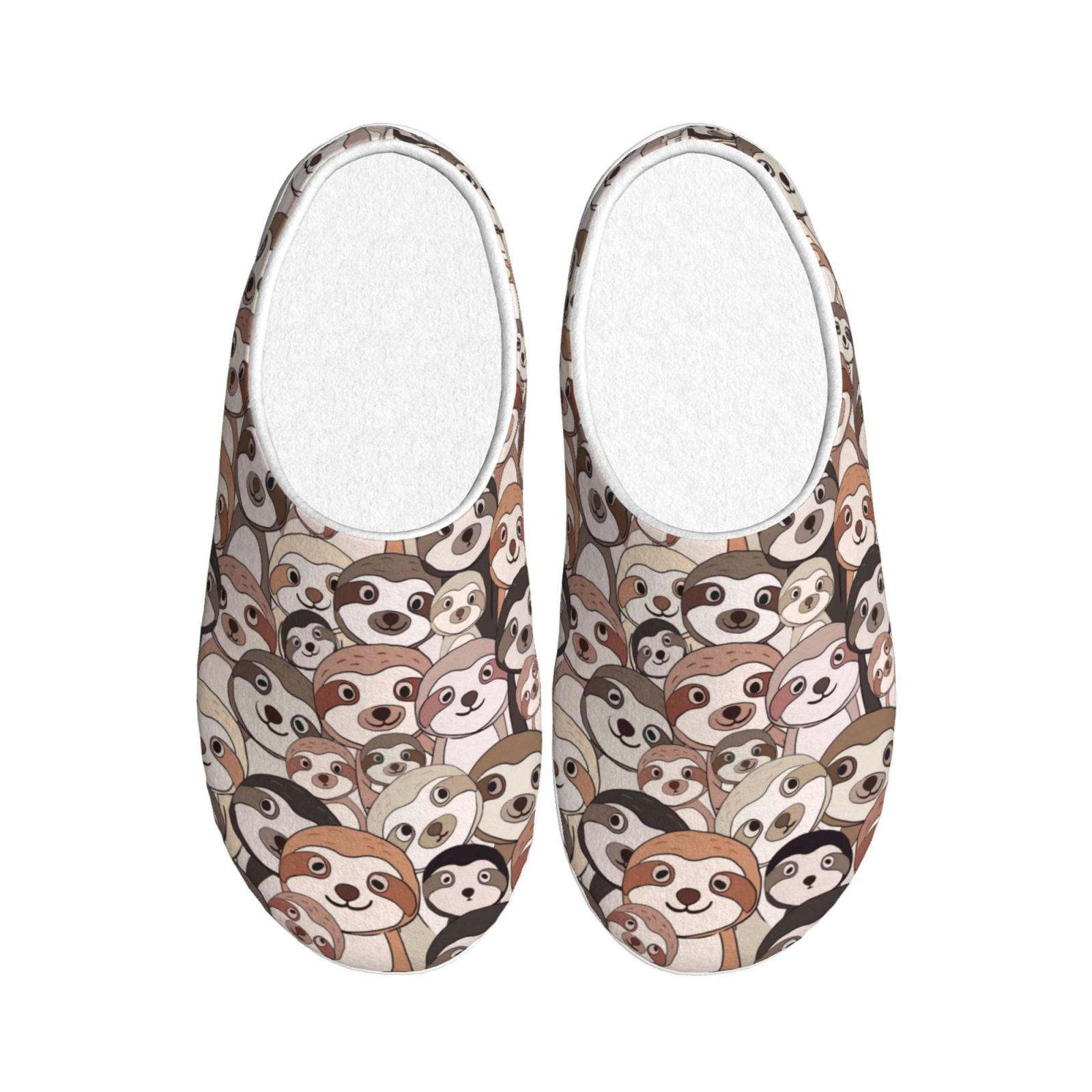 Easygdp Brown Sloth Slippers for Women Mens Winter Warm Home Slippers ...