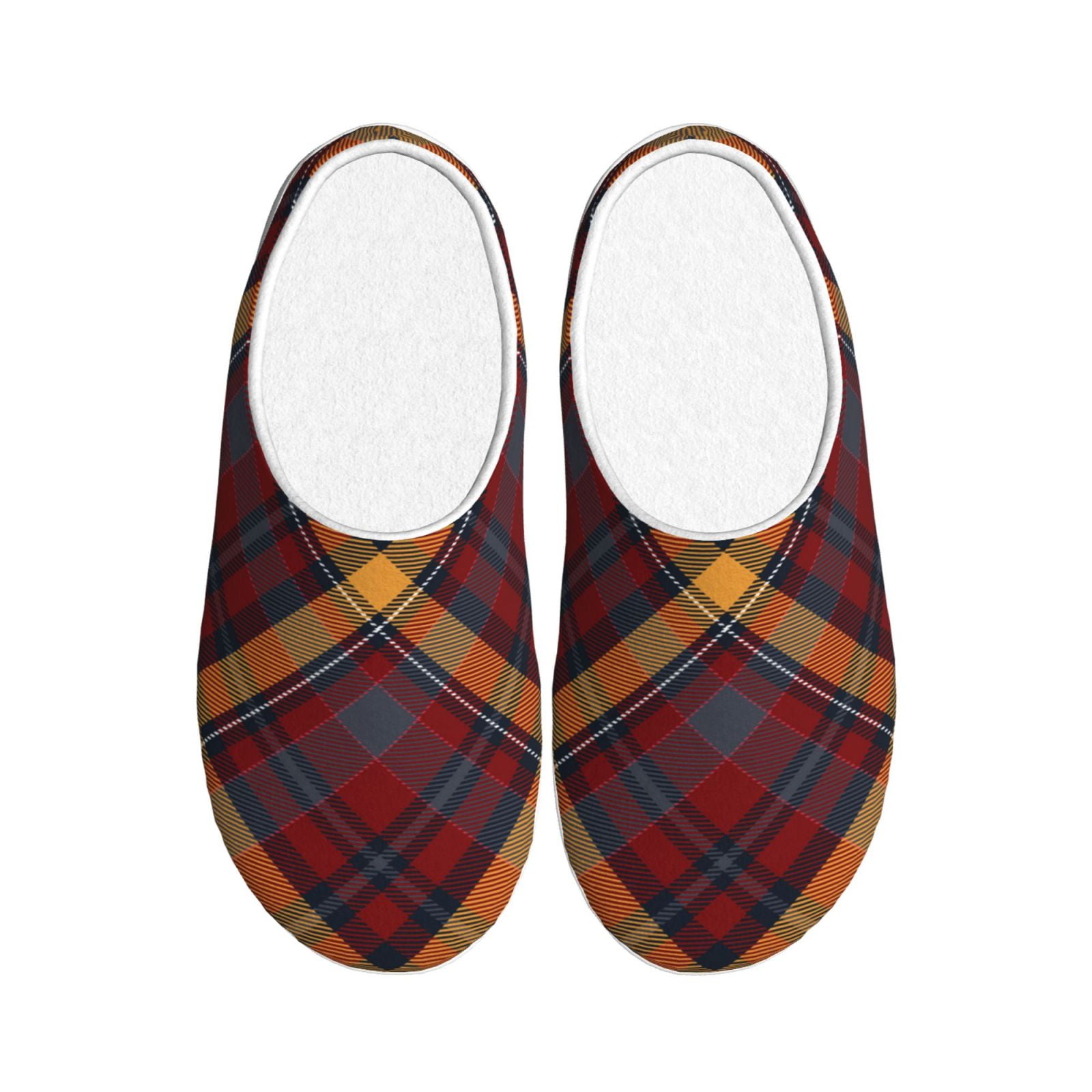 Easygdp Buffalo Check Plaid Slippers for Women Mens Winter Warm Home ...