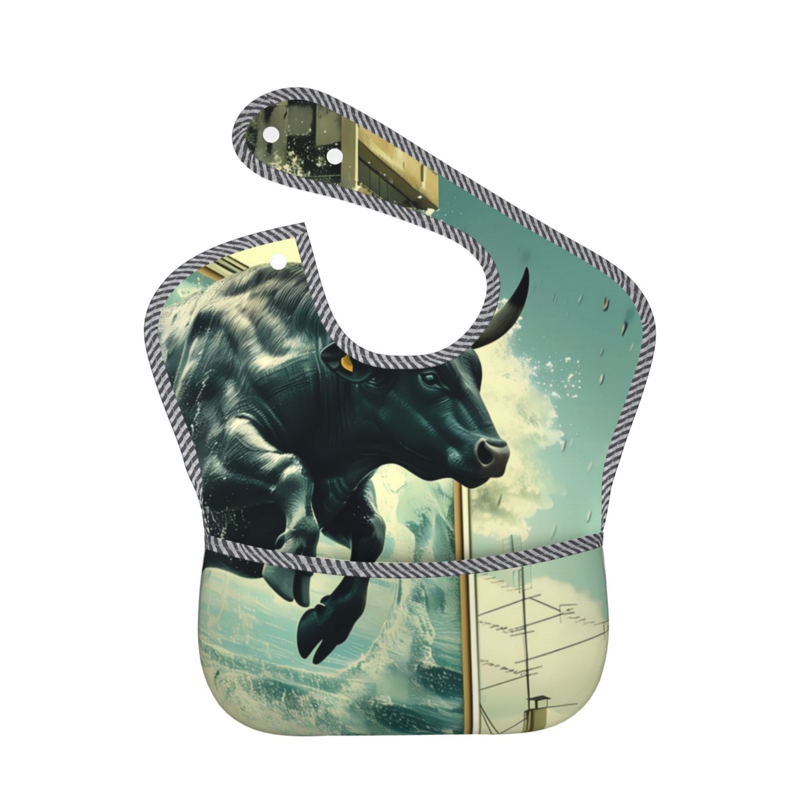 Easygdp Bull Charging Through Waves Bibs For Babies, Baby Bibs for ...