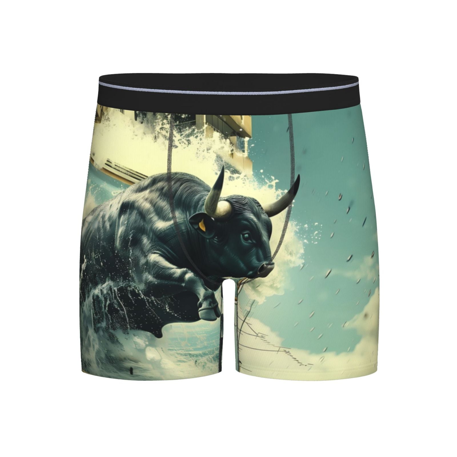 Easygdp Bull Charging Through Waves Men's Boxer Briefs Men’s Underwear ...