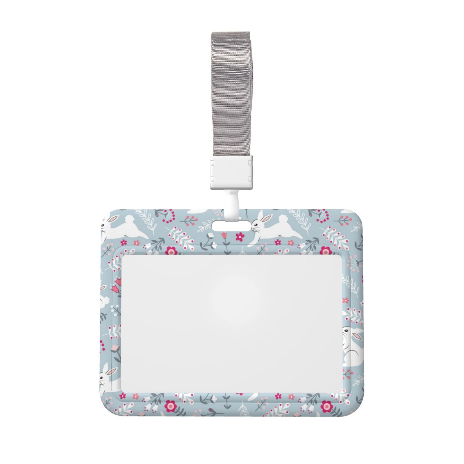 Easygdp Bunny And Flower Card Badge Holder Work Badge Sleeve for Office ...