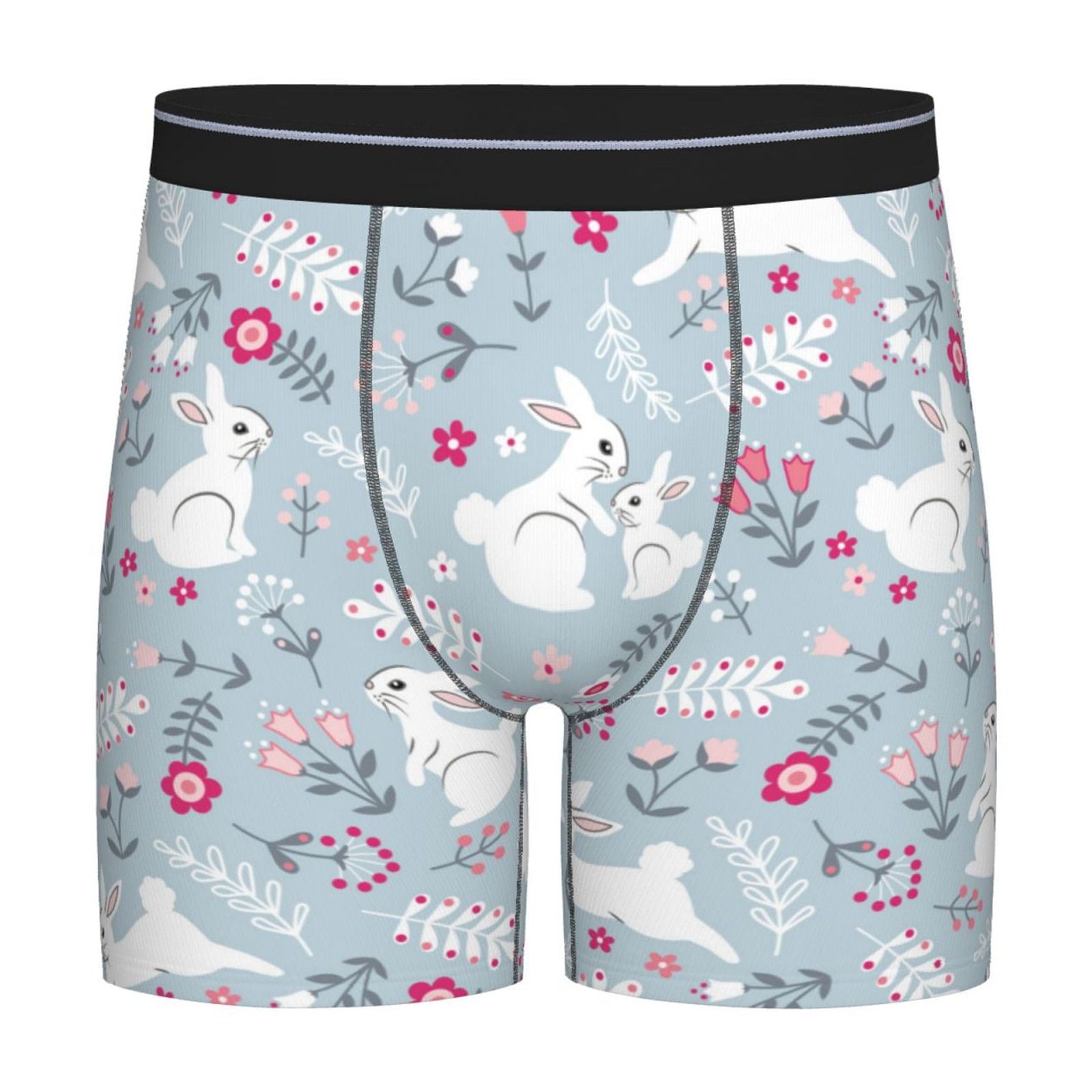 Easygdp Bunny And Flower Men's Boxer Briefs Men’s Underwear Boxer ...