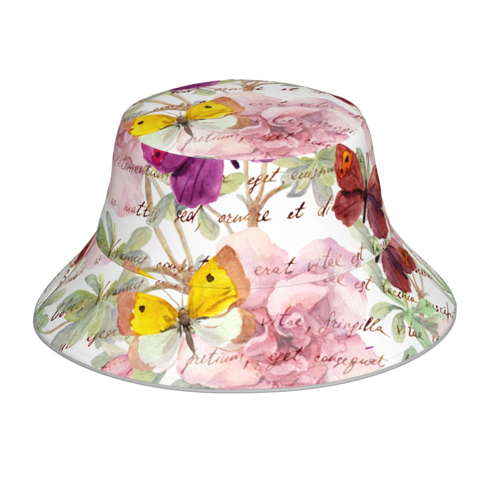 Easygdp Butterflies and Vintage Double-Sided Reflective Fisherman Hat for Outdoor and Night ...
