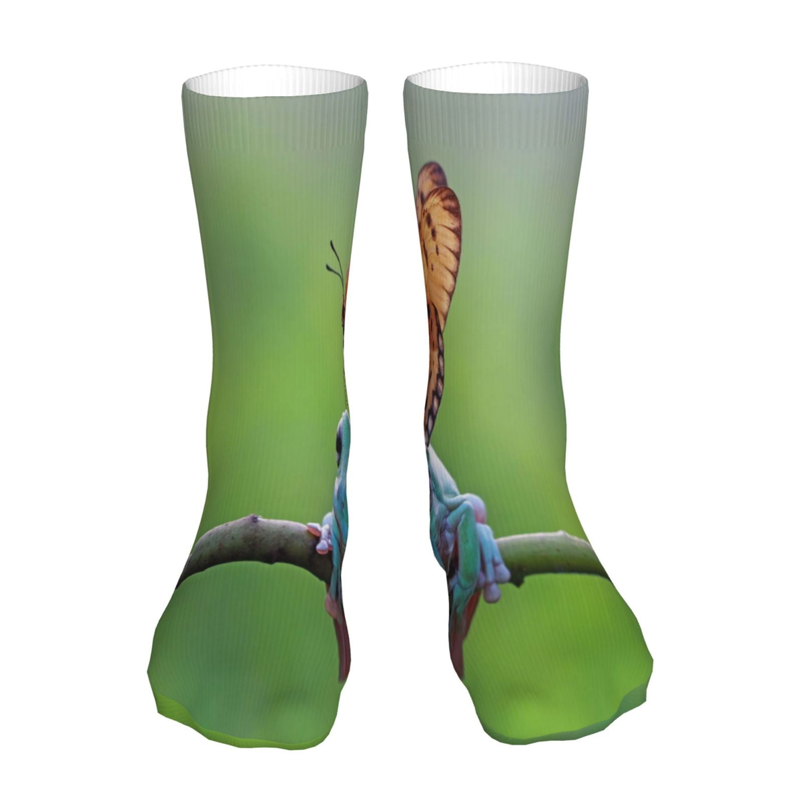 Easygdp Butterfly Landing On Head Dumpy Frog Ankle Socks for Women Stocking Mid Calf Socks Ultra ...