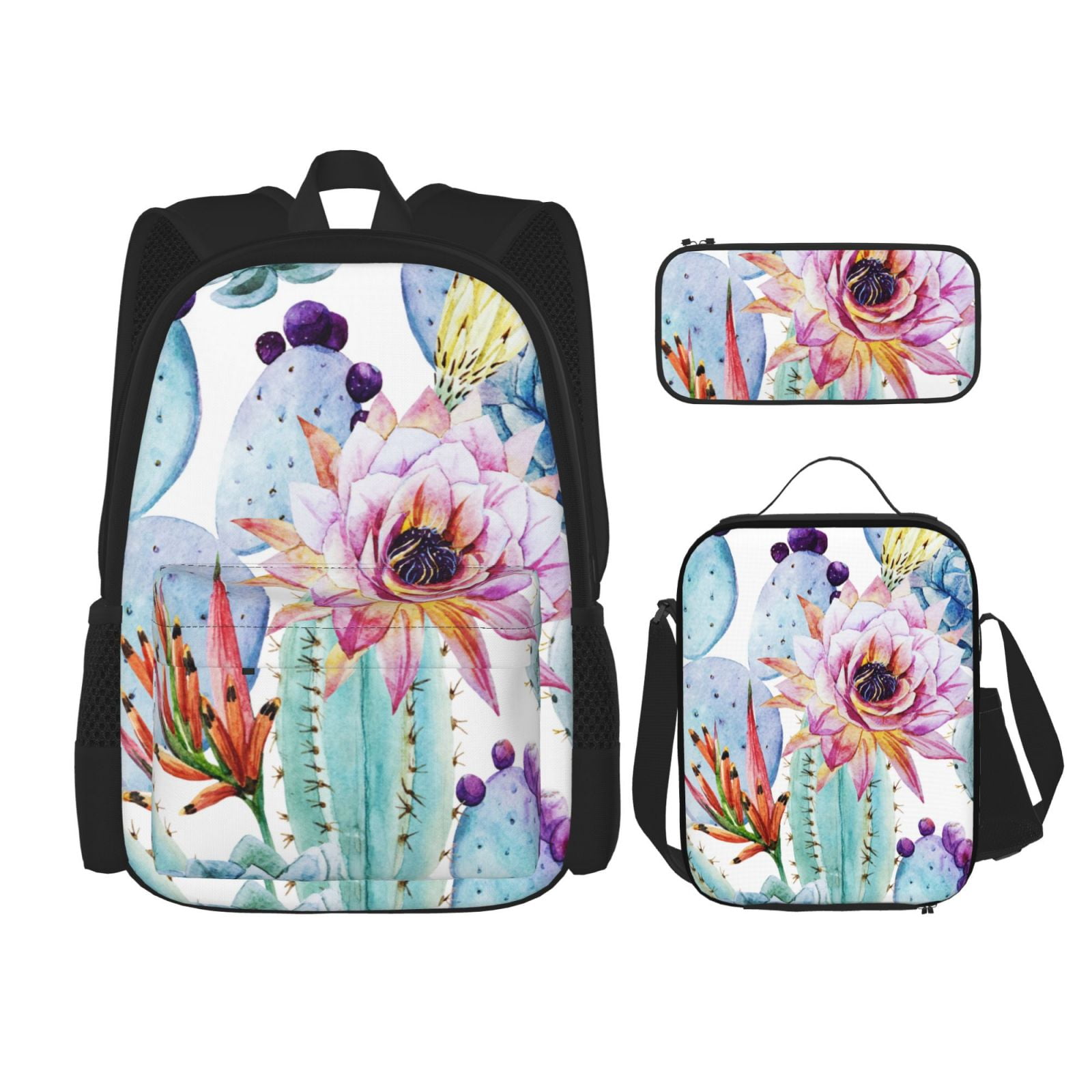 Easygdp Cactus Backpack for Boys and Girls with Lunch Box Pencil Bag ...