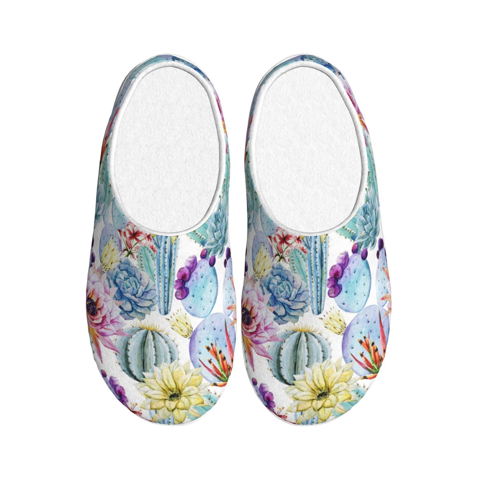 Easygdp Cactus Slippers for Women Mens Winter Warm Home Slippers Plush ...