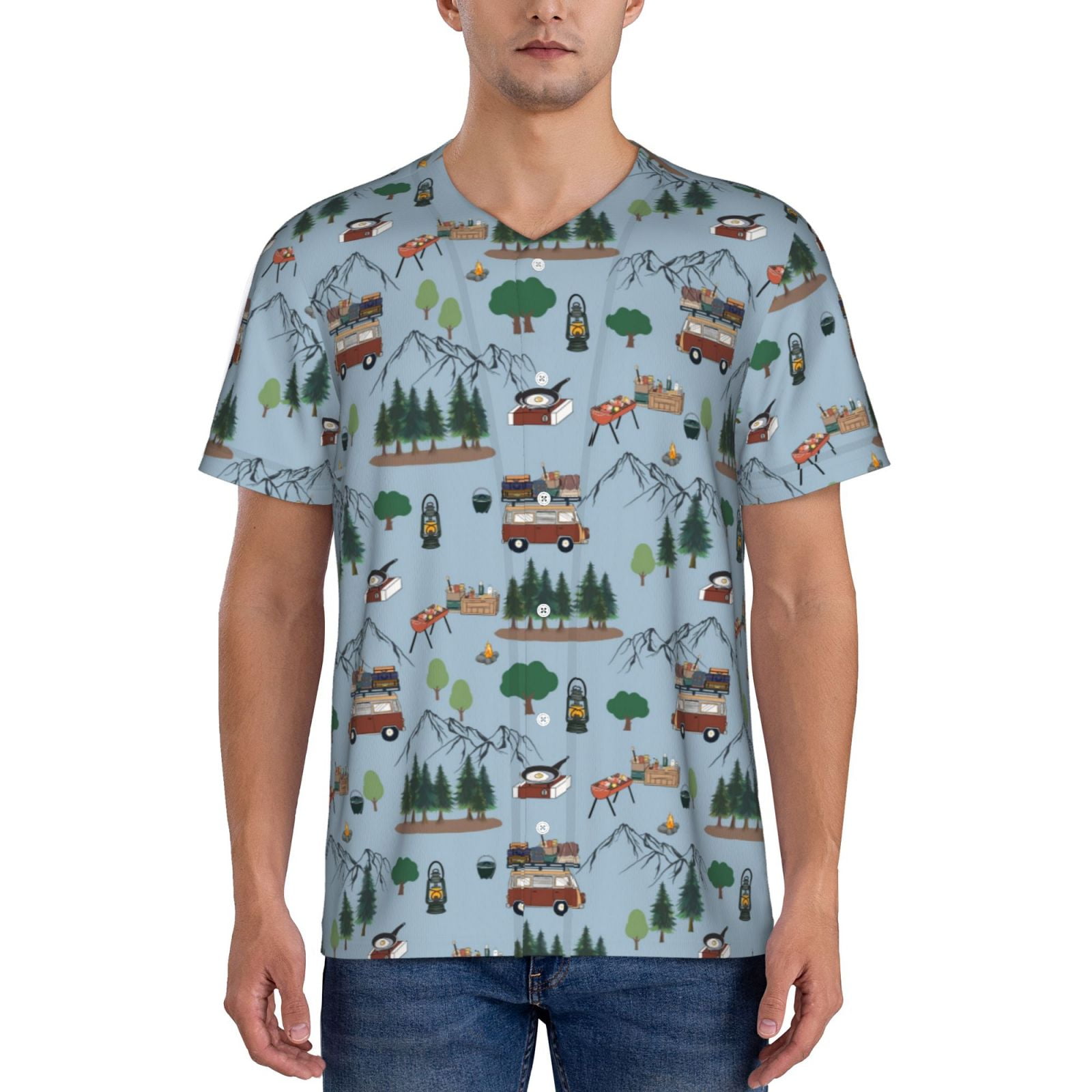 Easygdp Camping Caravan Mens T-Shirts Baseball Vintage Fashionable ...