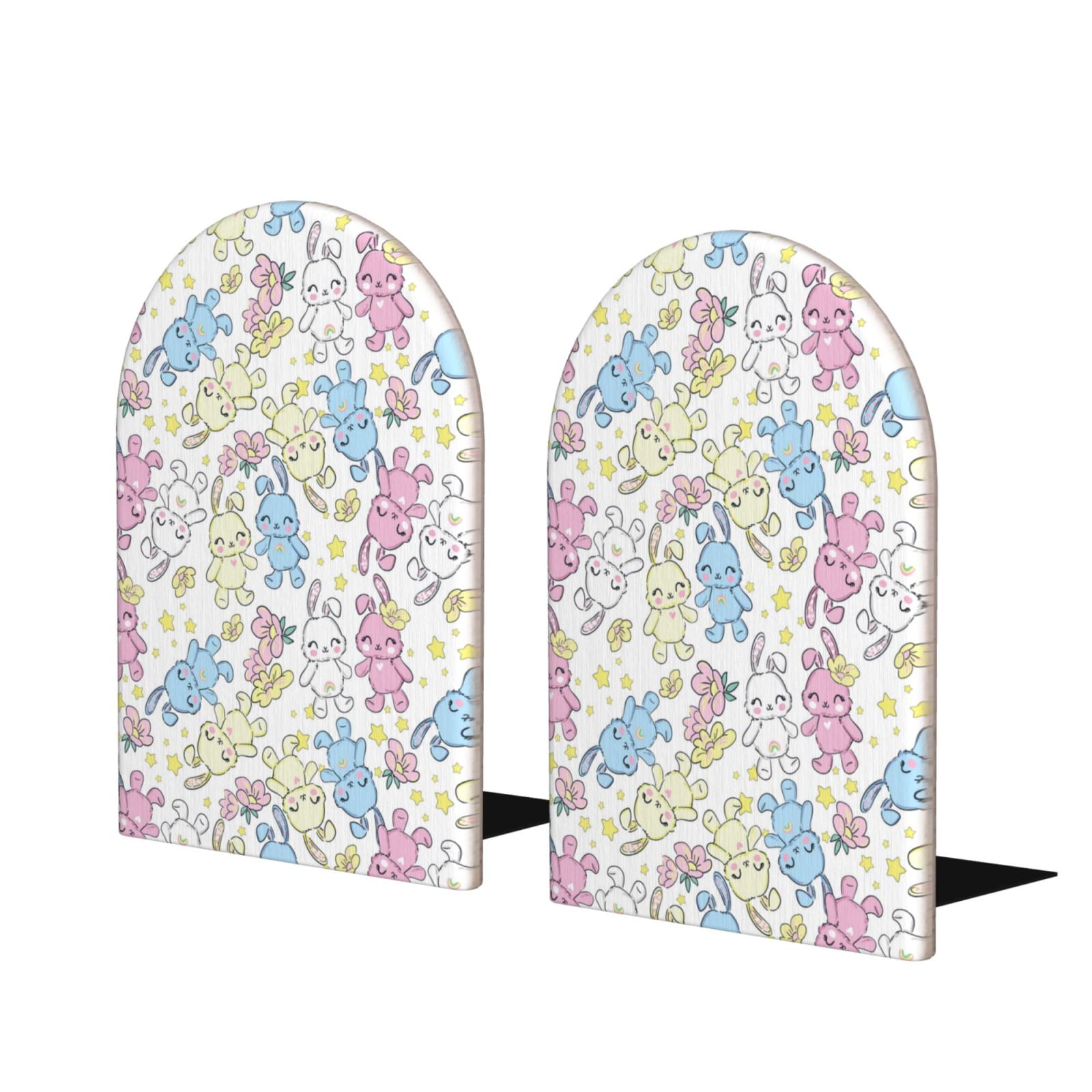 Easygdp Cartoon Bunny 2 Pcs Bookend Large Capacity Office Book Ends for ...