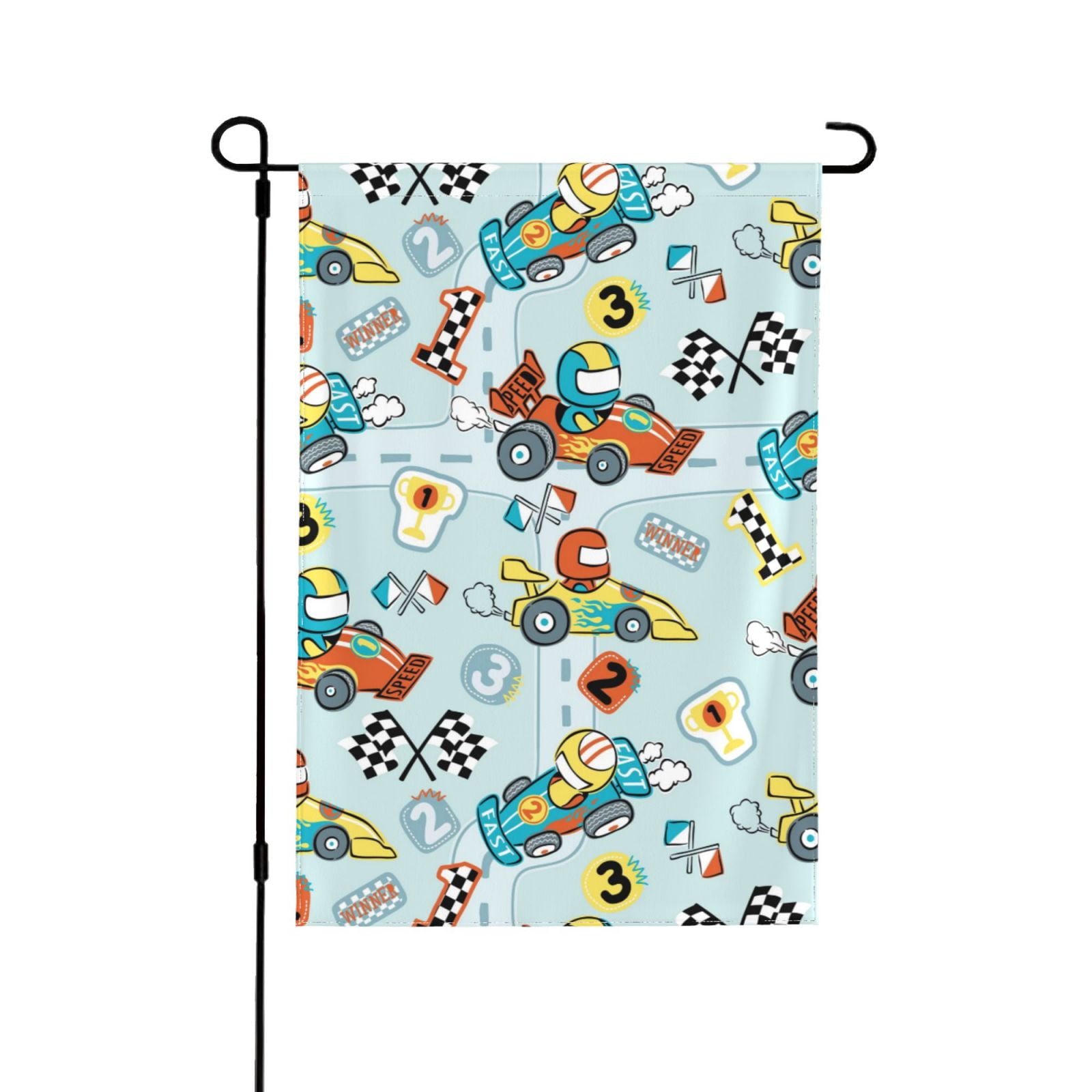Easygdp Cartoon Car Racing Garden Flag Yard Flag Welcome Flag, Double ...