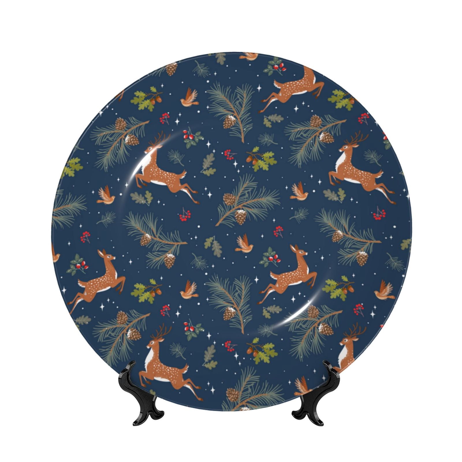 Easygdp Cartoon Deers Bone China Decorative Plate Ceramic Dinner Plates ...