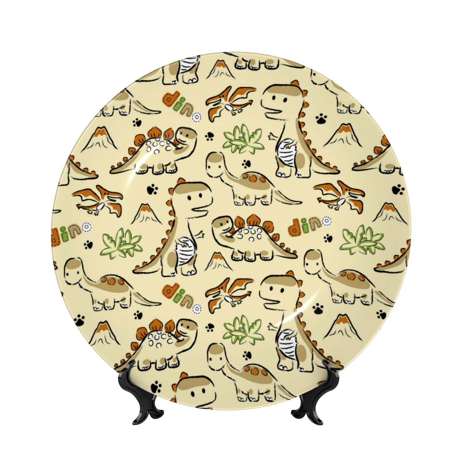 Easygdp Cartoon Dinosaurs Bone China Decorative Plate Ceramic Dinner ...