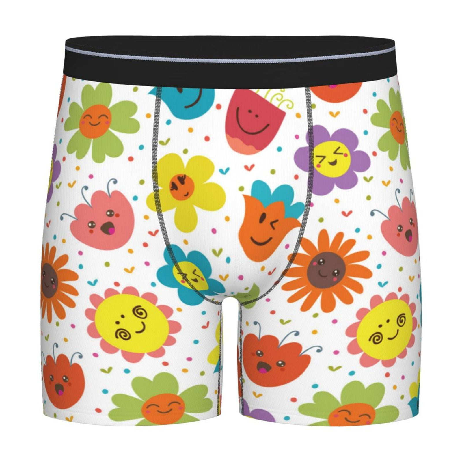 Easygdp Cartoon Flowers Men's Boxer Briefs Men’s Underwear Boxer Briefs ...
