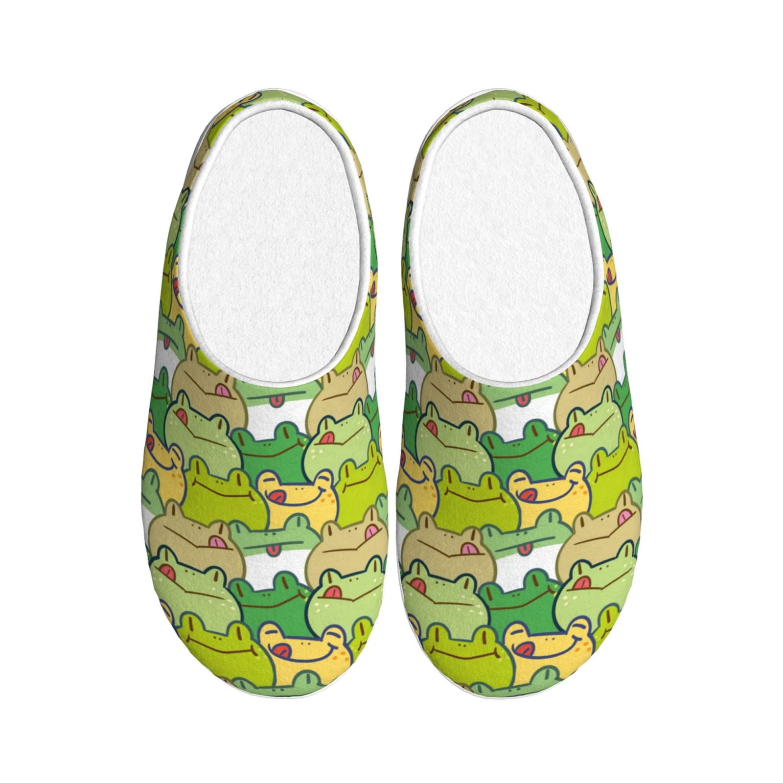 Easygdp Cartoon Frog Slippers for Women Mens Winter Warm Home Slippers ...