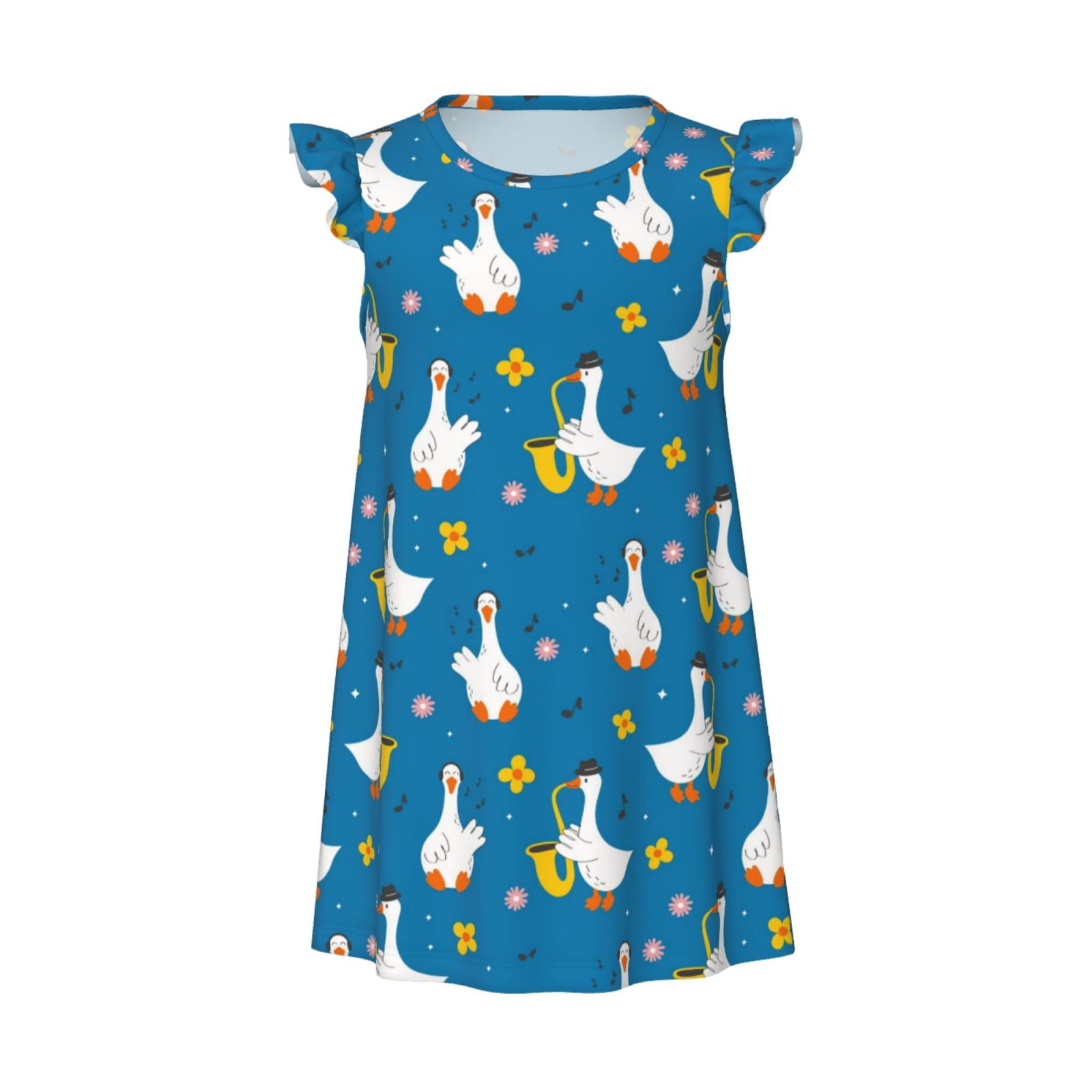 Easygdp Cartoon Goose Girls Pajamas Dress, Princess Nightgown for Girls ...