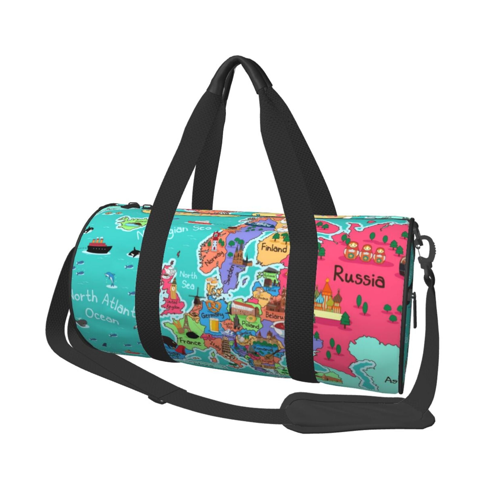 Easygdp Cartoon Map Of Europe Travel Bag, Camping, Weekend, Carry On ...