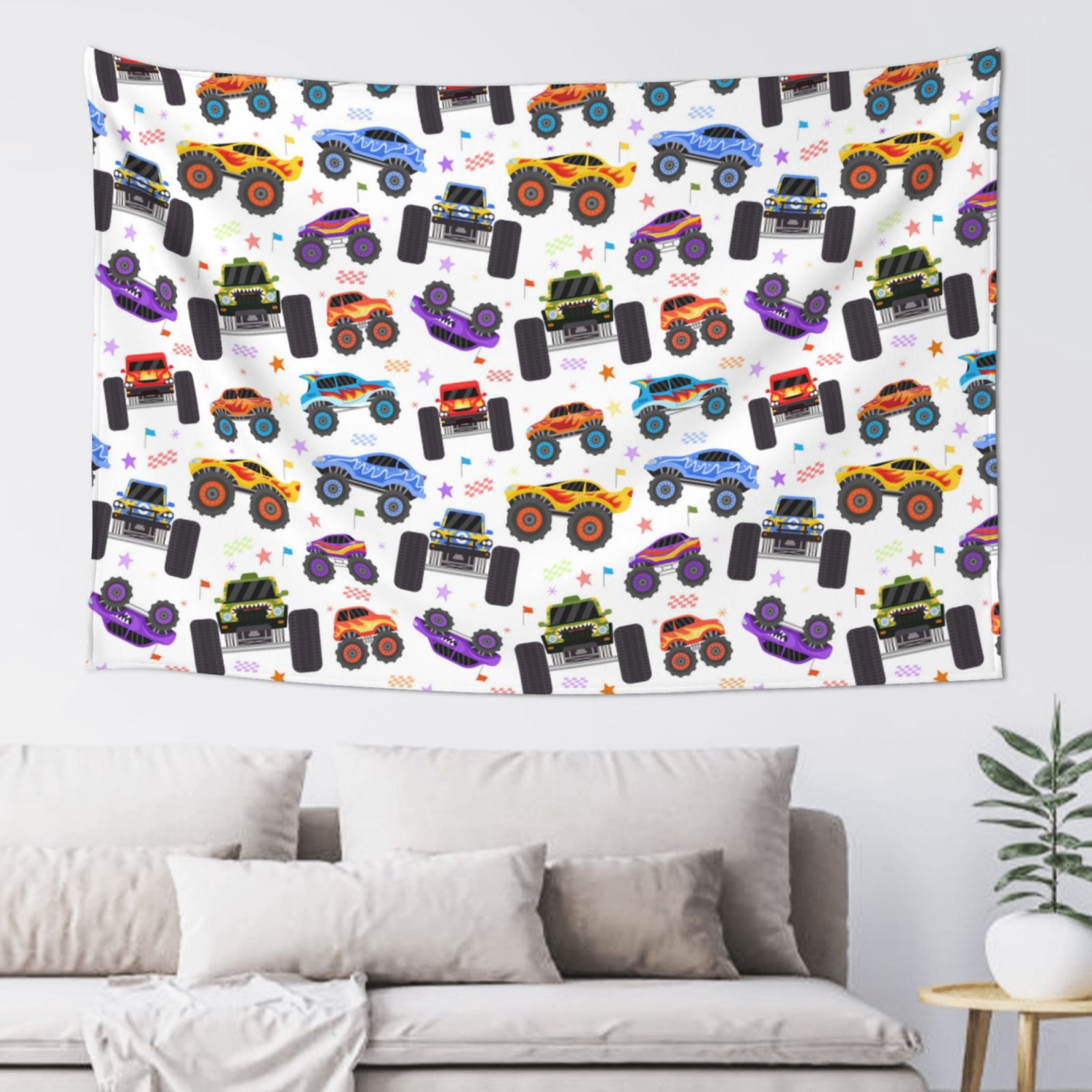 Easygdp Cartoon Monster Trucks1 Tapestry Wall Hanging, Wall Tapestries ...