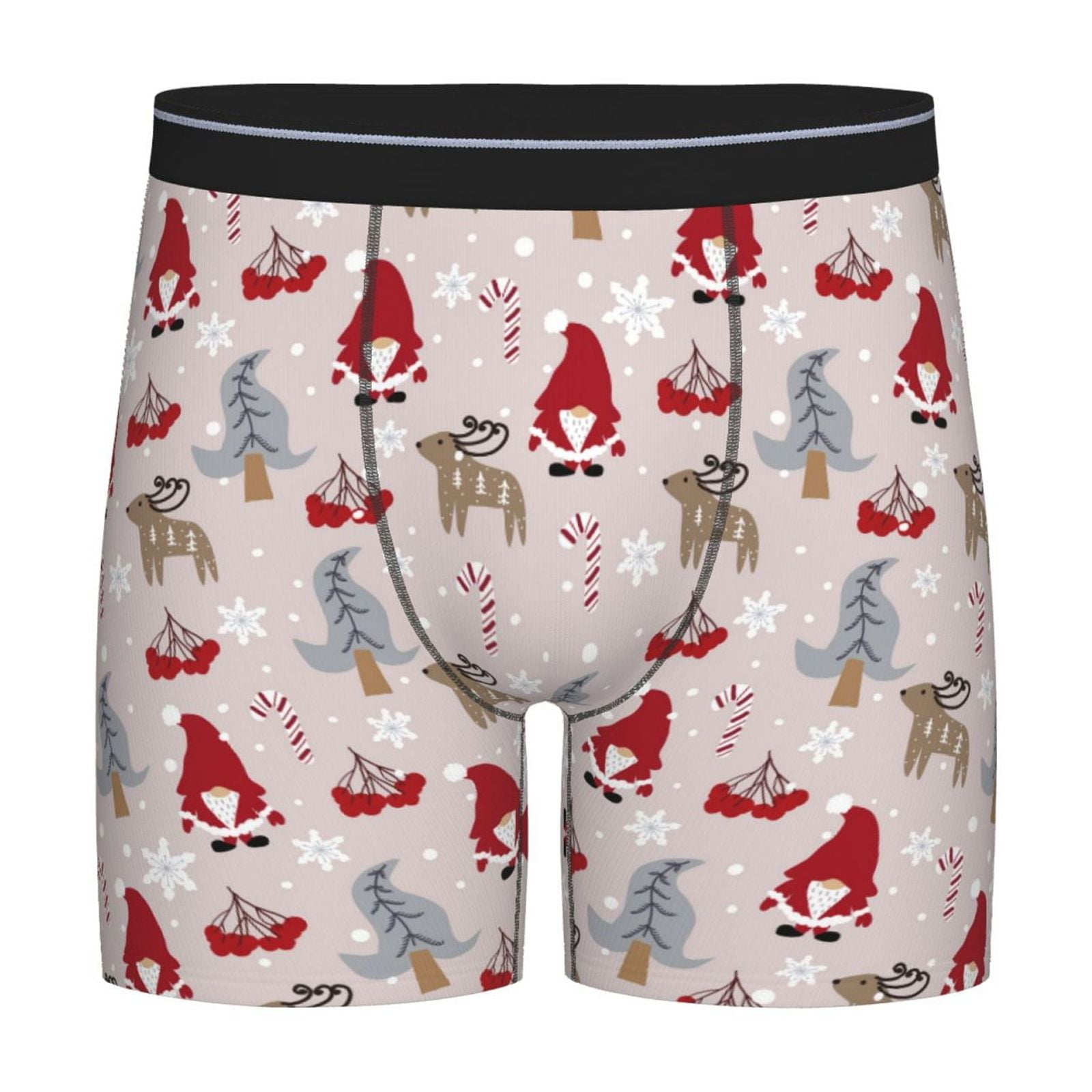 Easygdp Cartoon Santa and Reindeer Men's Boxer Briefs Men’s Underwear ...
