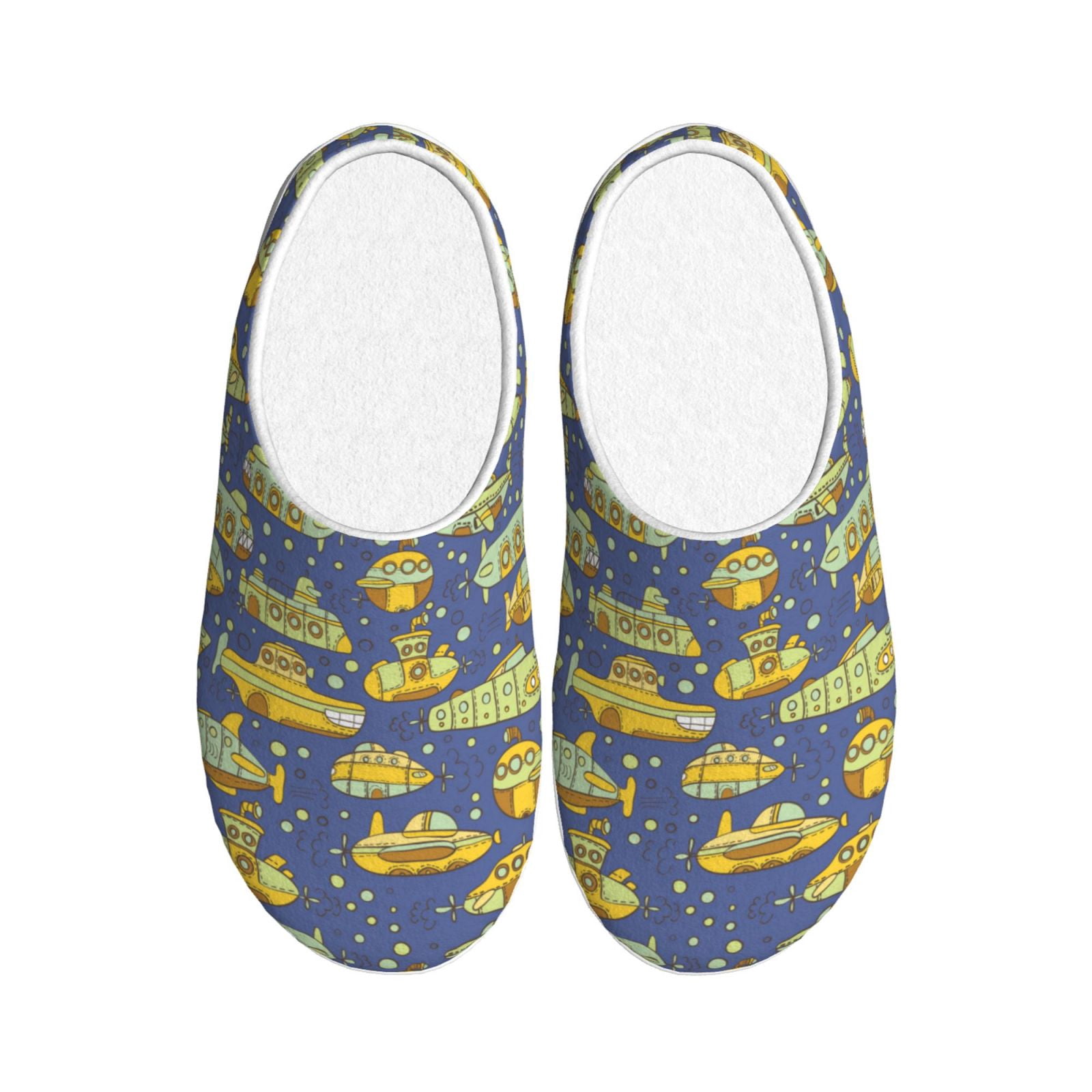 Easygdp Cartoon Submarines Slippers for Women Mens Winter Warm Home ...