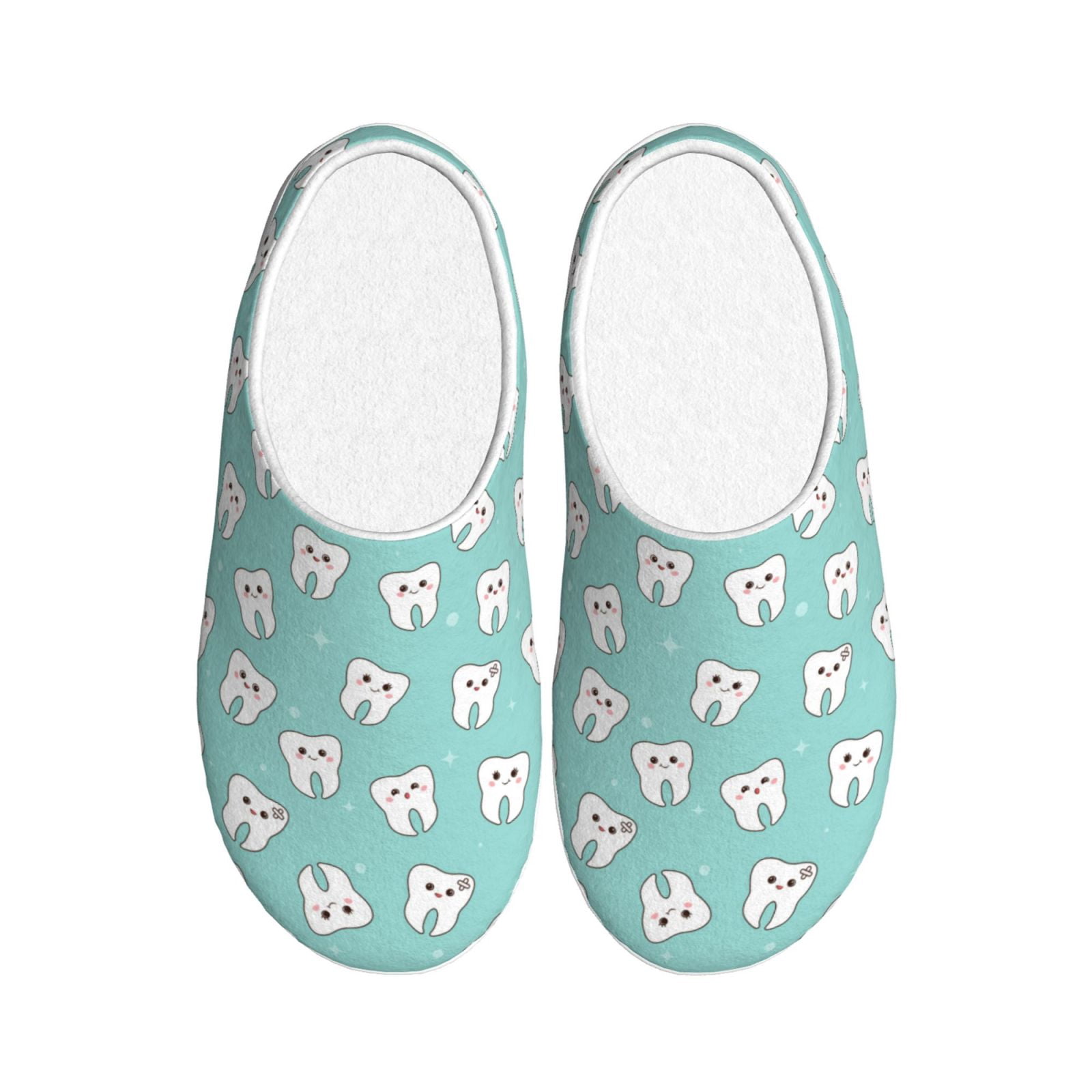 Easygdp Cartoon Teeth1 Slippers for Women Mens Winter Warm Home ...