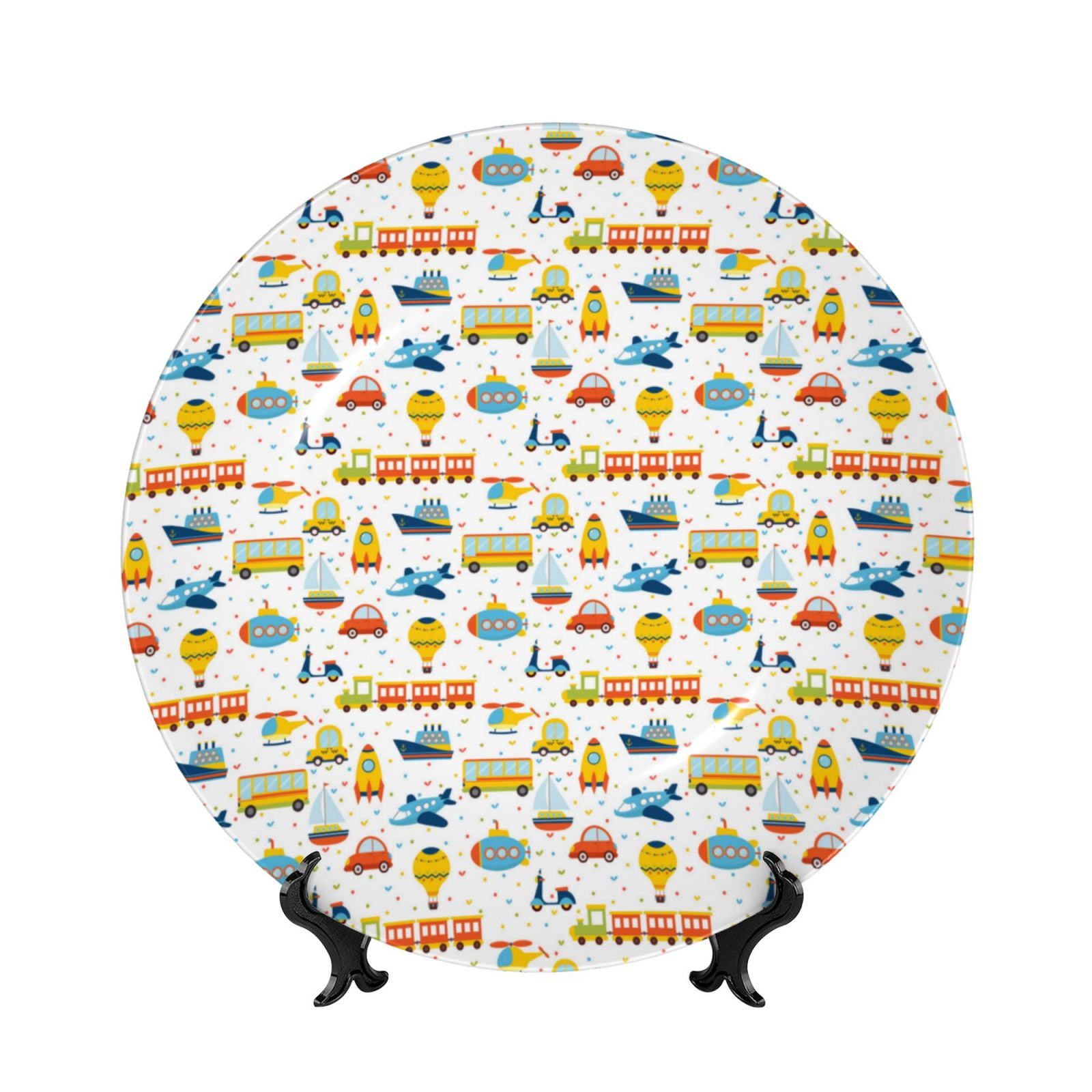 Easygdp Cartoon Transport Bone China Decorative Plate Ceramic Dinner ...