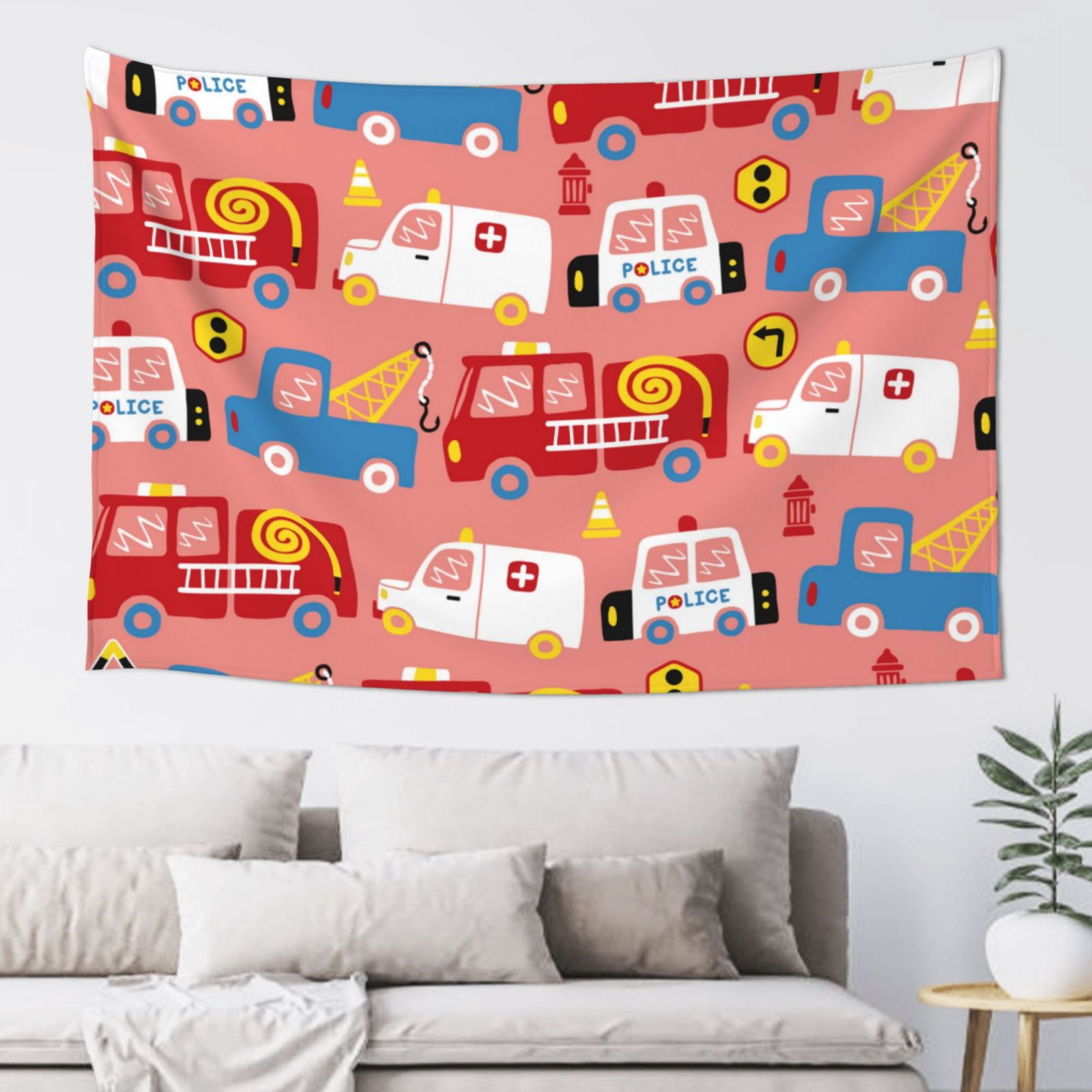 Easygdp Cartoon with Traffic Elements Tapestry Wall Hanging, Wall ...