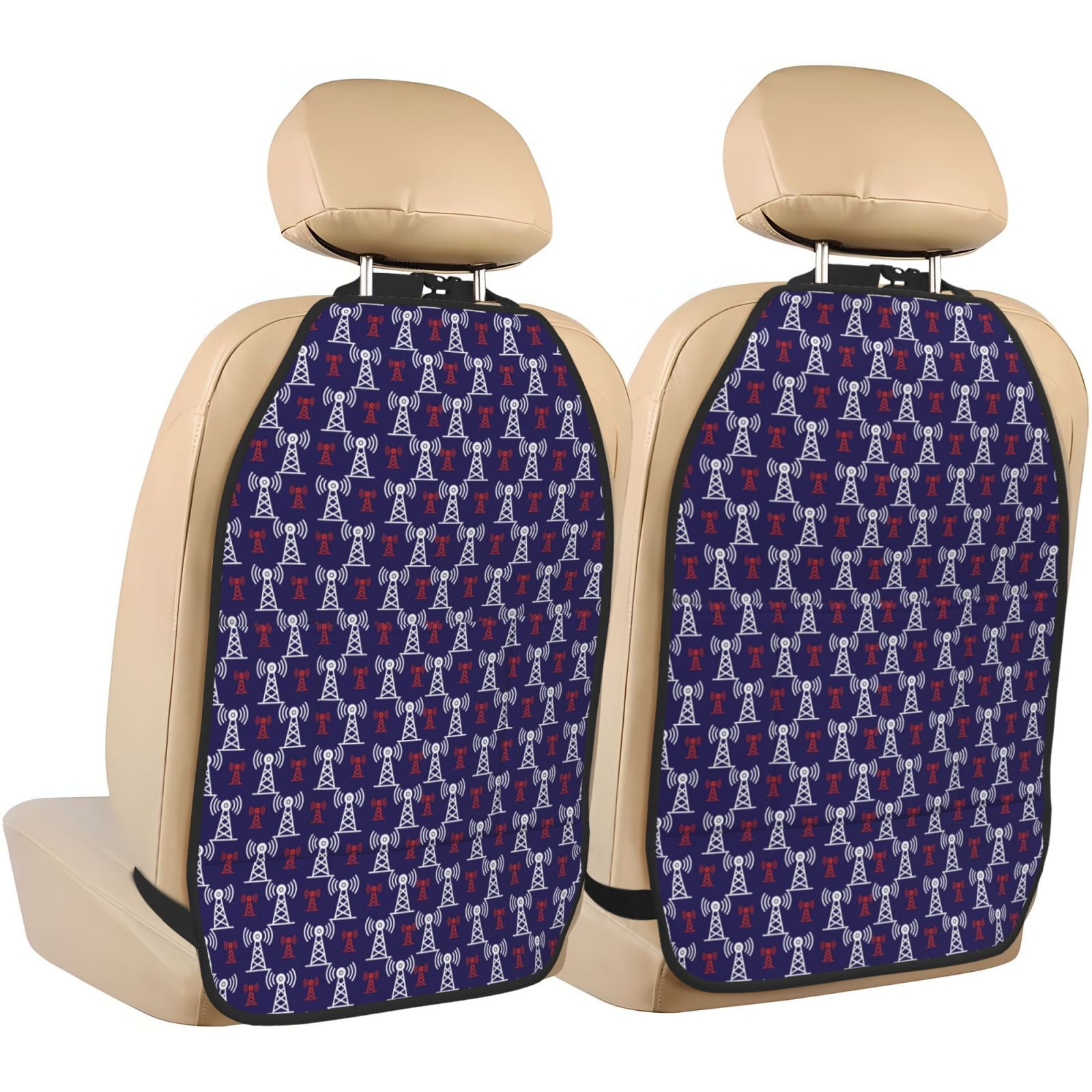 Easygdp Cell Tower Car Kick Mat Seat Cover 2 Pcs Anti-Kick Pockets ...