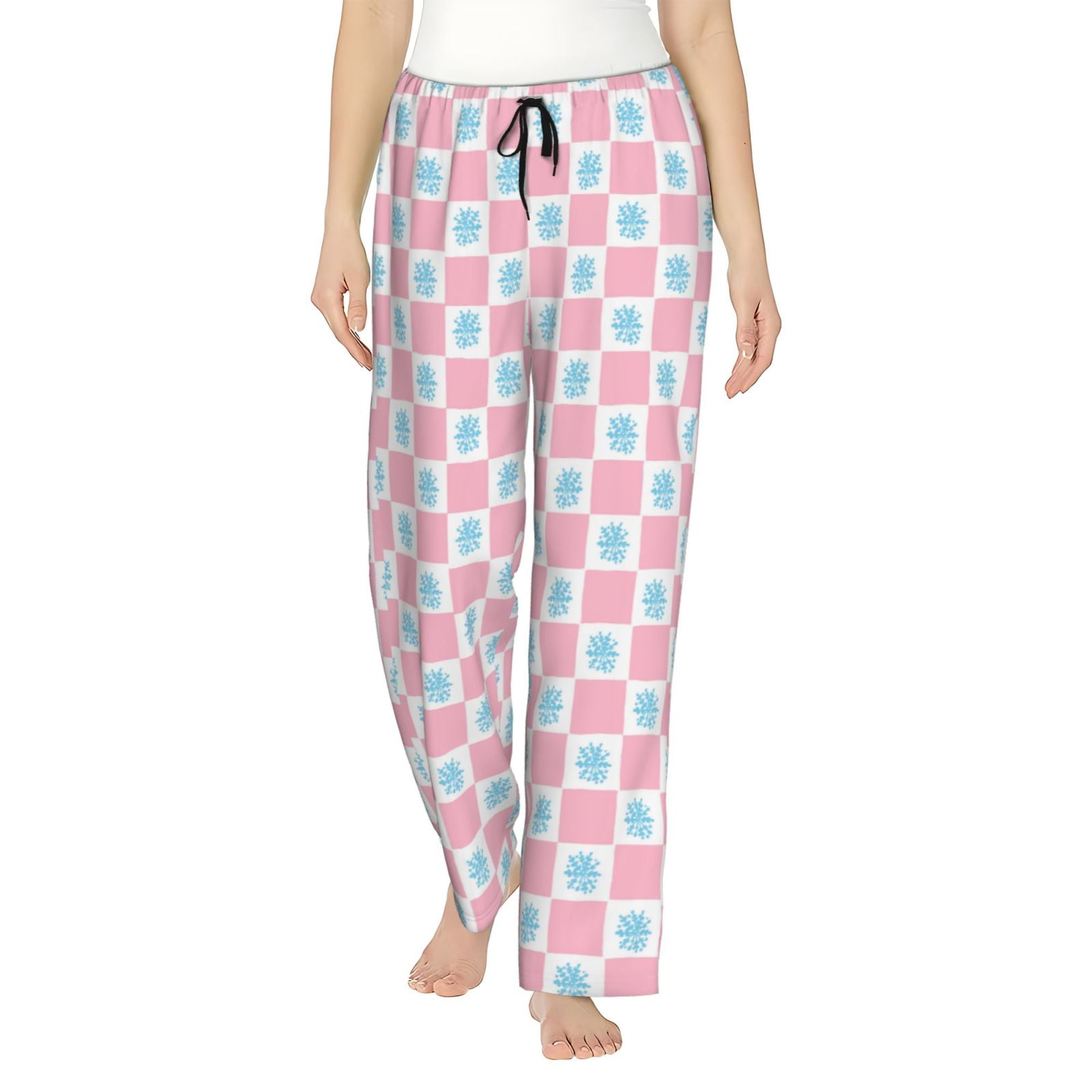 Easygdp Checkerboard With Snowflake Women's Drawstring Pajama Pants ...