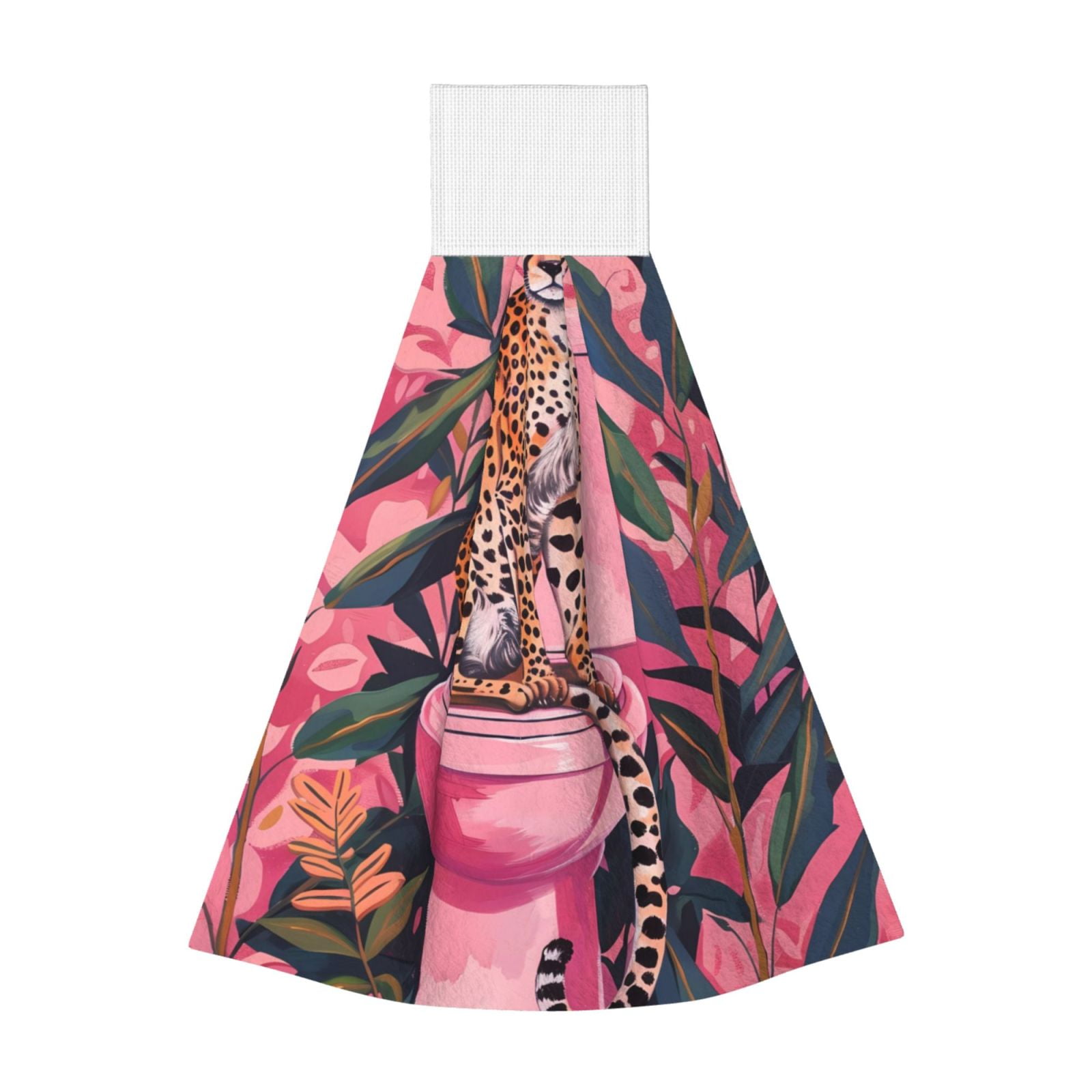 Easygdp Cheetah On Toilet Humor Art Kitchen Hand Towels Hanging Tie ...
