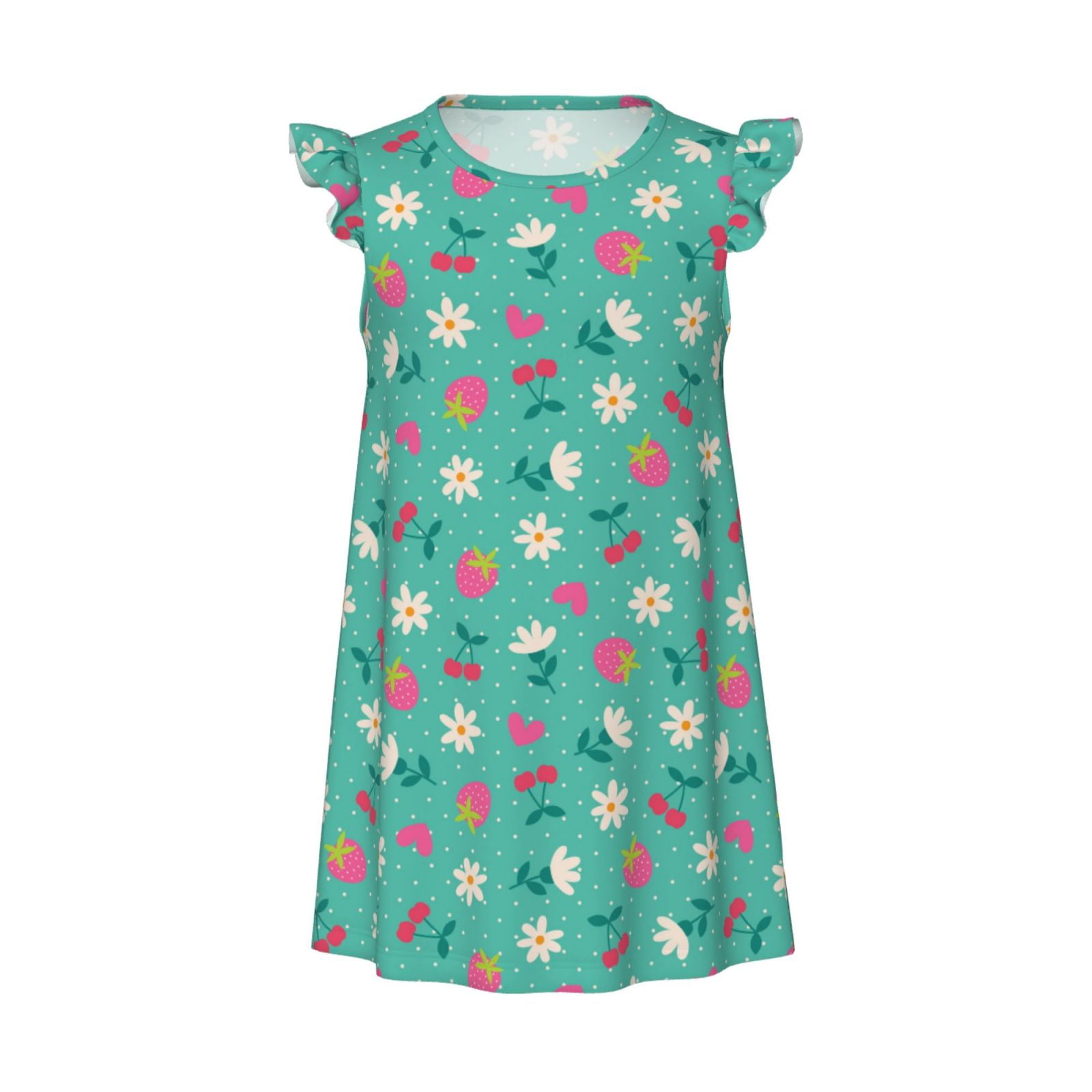 Easygdp Cherry Strawberry Floral Girls Pajamas Dress, Princess ...