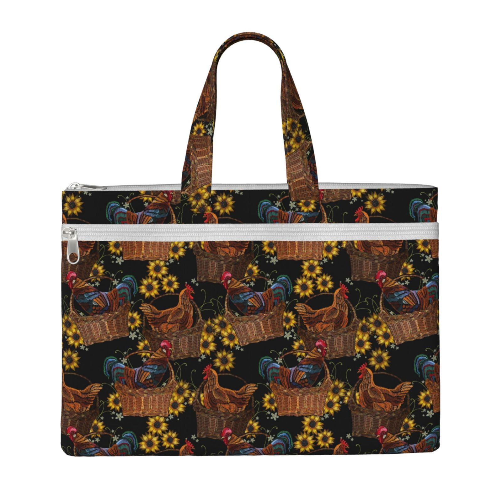 Easygdp Chicken Rooster Canvas Document Bag File Bag Handle Business ...