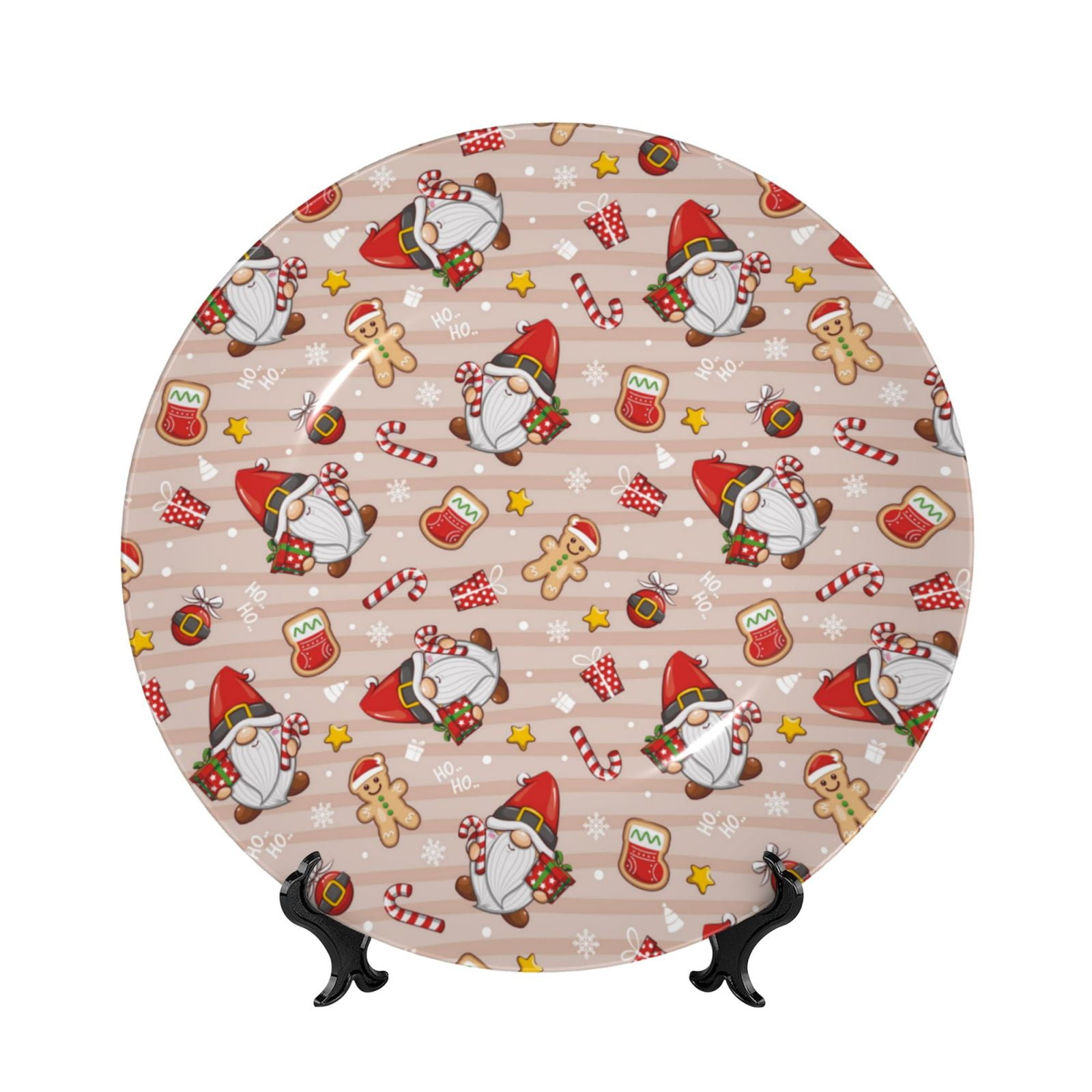 Easygdp Christmas Gnomes Santa Claus Bone China Decorative Plate ...