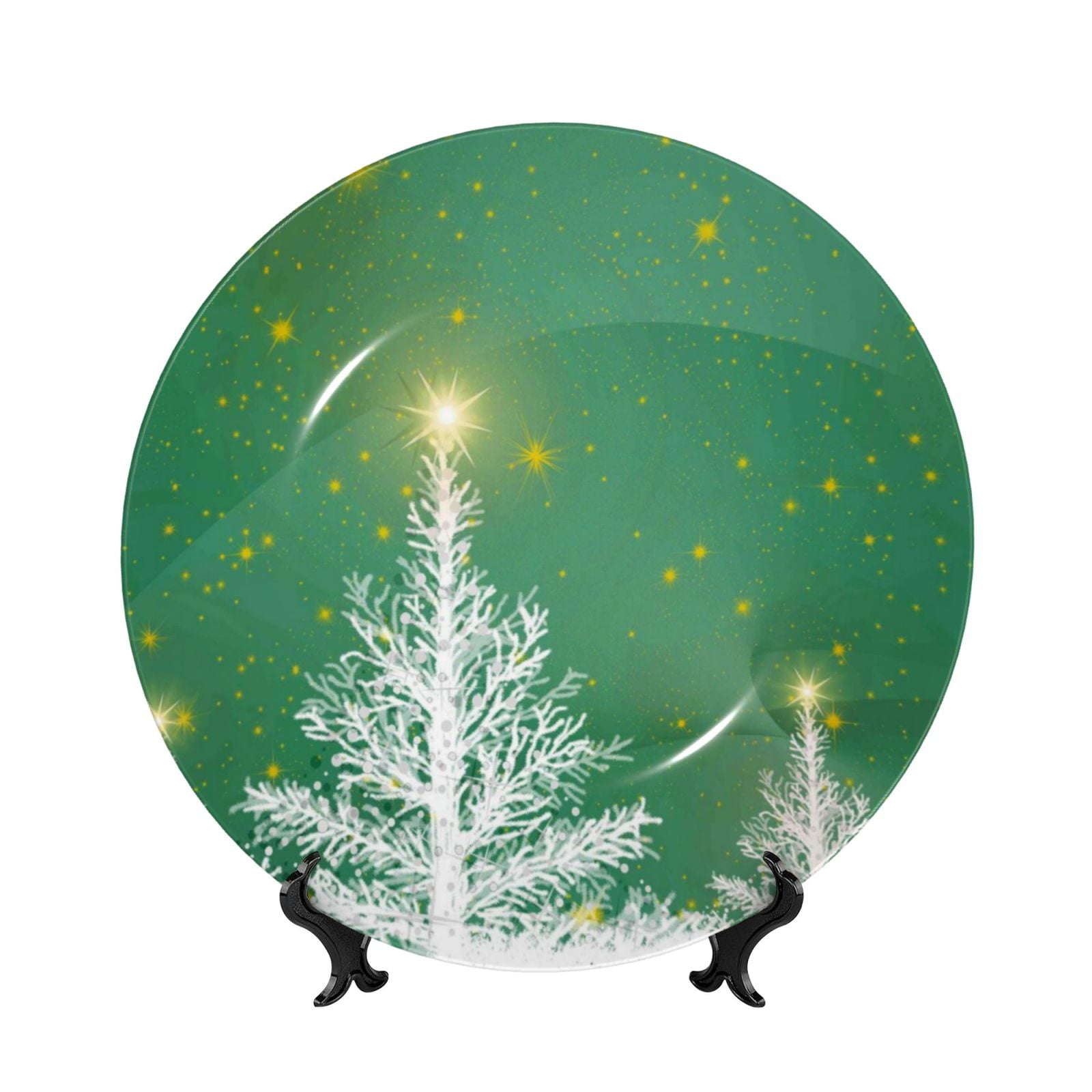 Easygdp Christmas Green Bone China Decorative Plate Ceramic Dinner ...