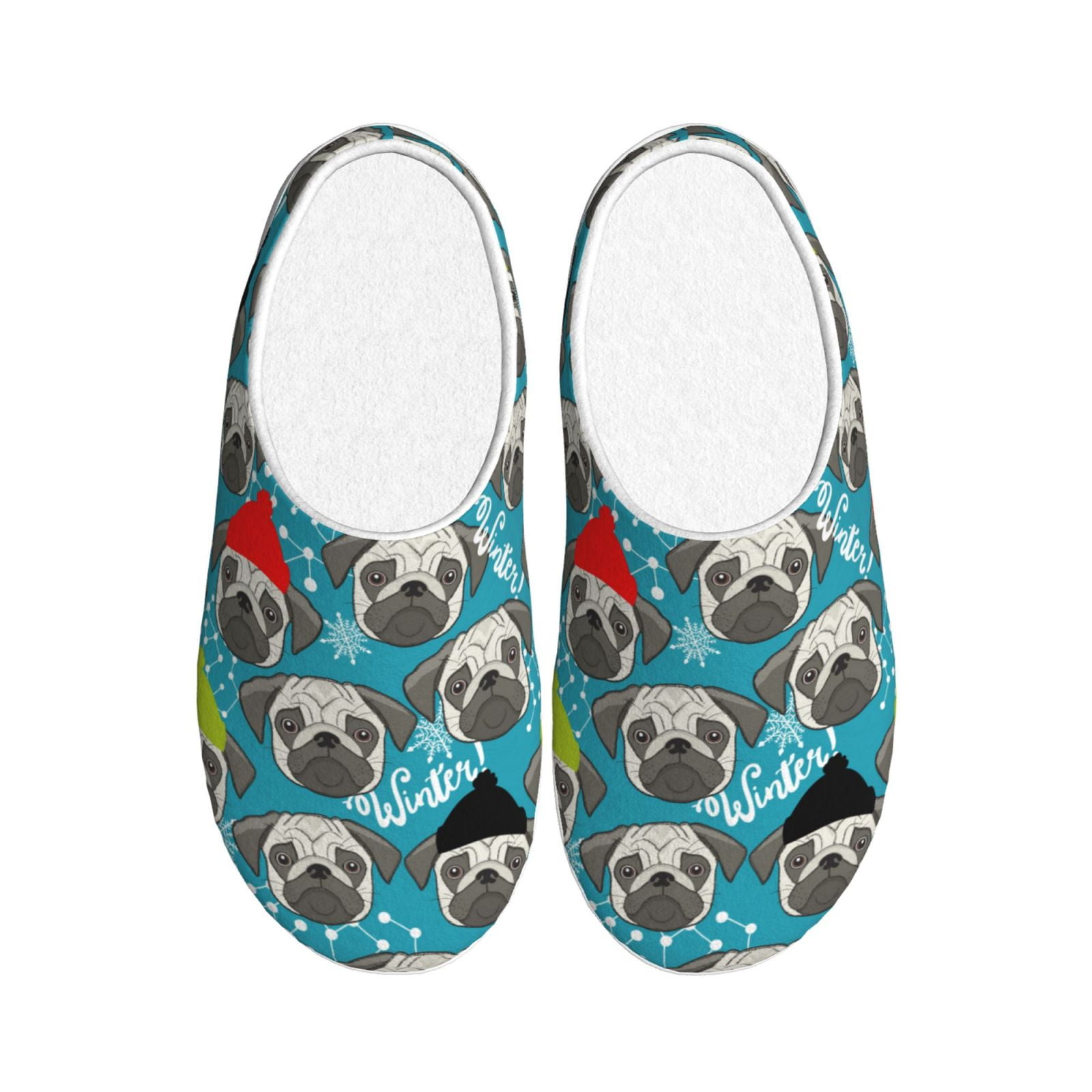 Easygdp Christmas Hat Cute French Bulldog Slippers for Women Mens ...