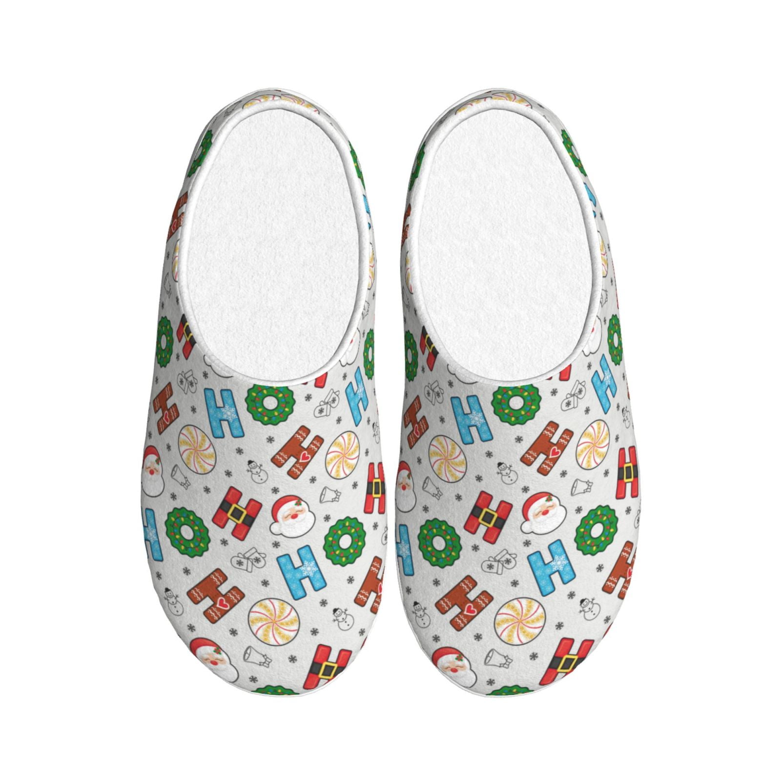 Easygdp Christmas Hohoho 1 Slippers for Women Mens Winter Warm Home ...