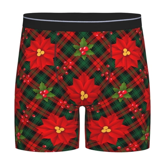 Easygdp Christmas Plaid Flower Men's Boxer Briefs Men’s Underwear Boxer ...