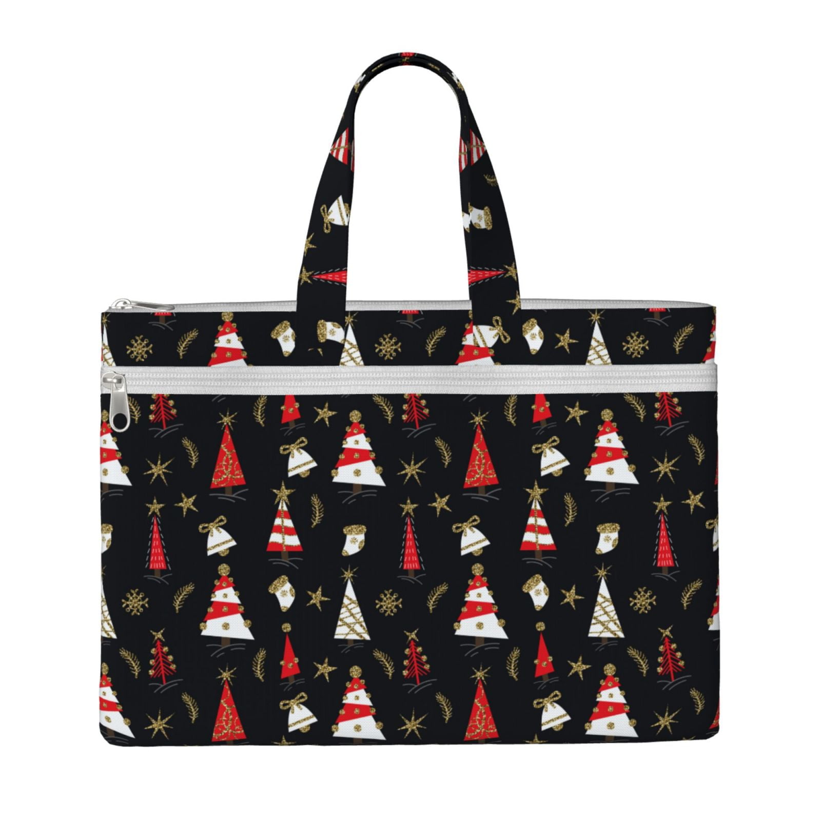 Easygdp Christmas Tree and Gold Socks Canvas Document Bag File Bag ...
