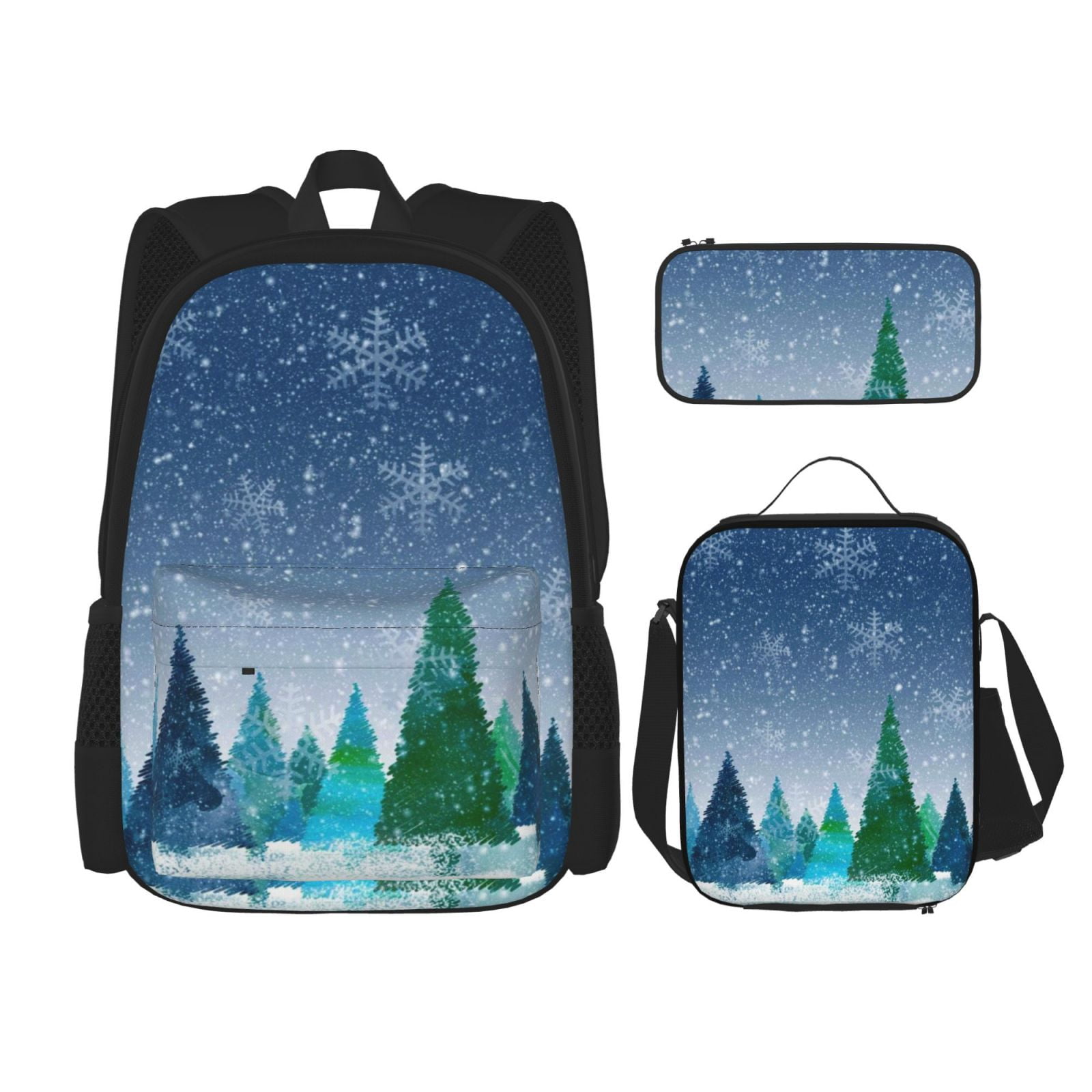 Easygdp Christmas Trees Backpack for Boys and Girls with Lunch Box ...