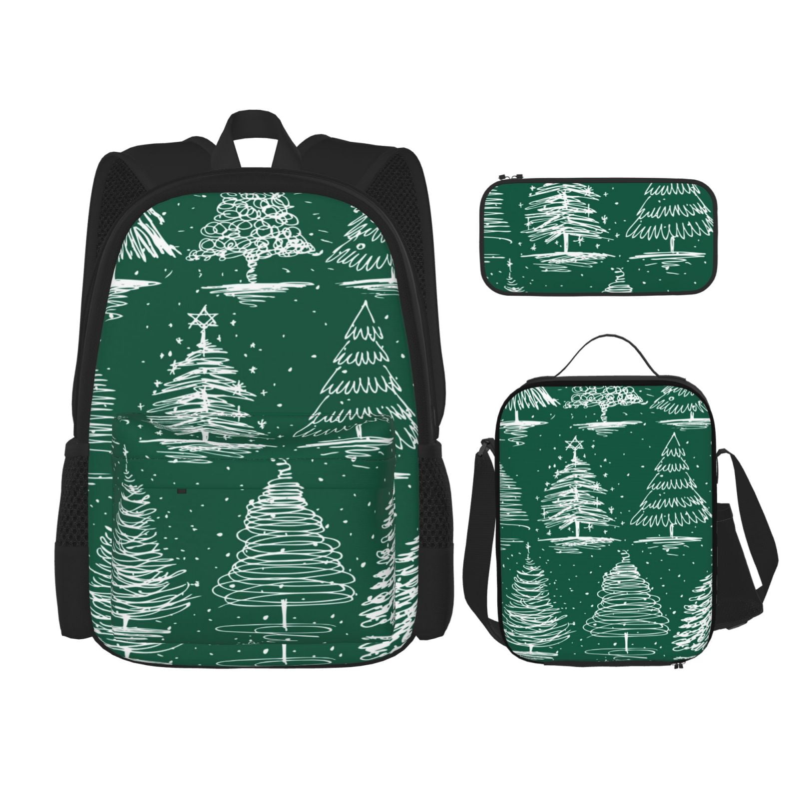 Easygdp Christmas Trees Backpack for Boys and Girls with Lunch Box ...