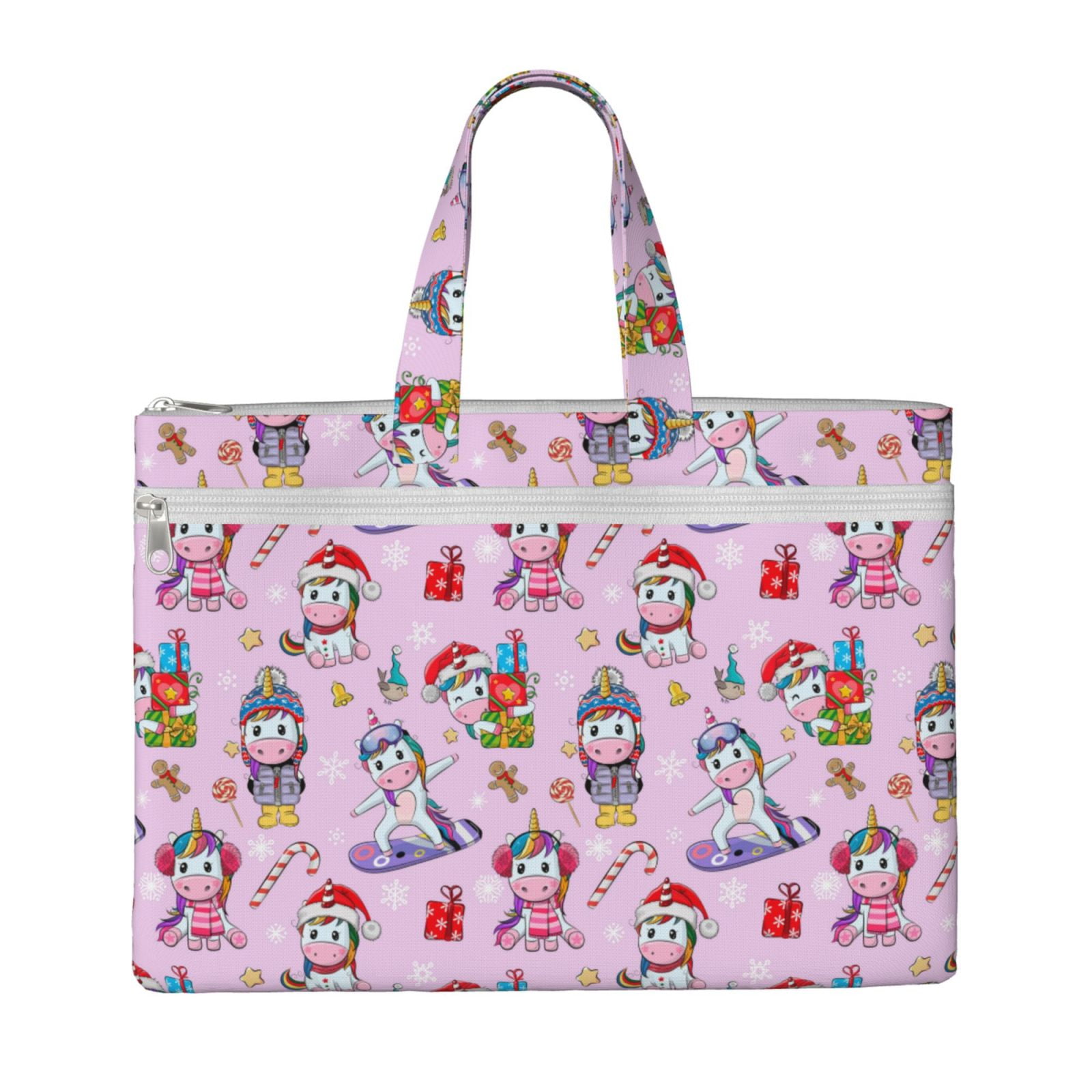 Easygdp Christmas Unicorns Canvas Document Bag File Bag Handle Business ...