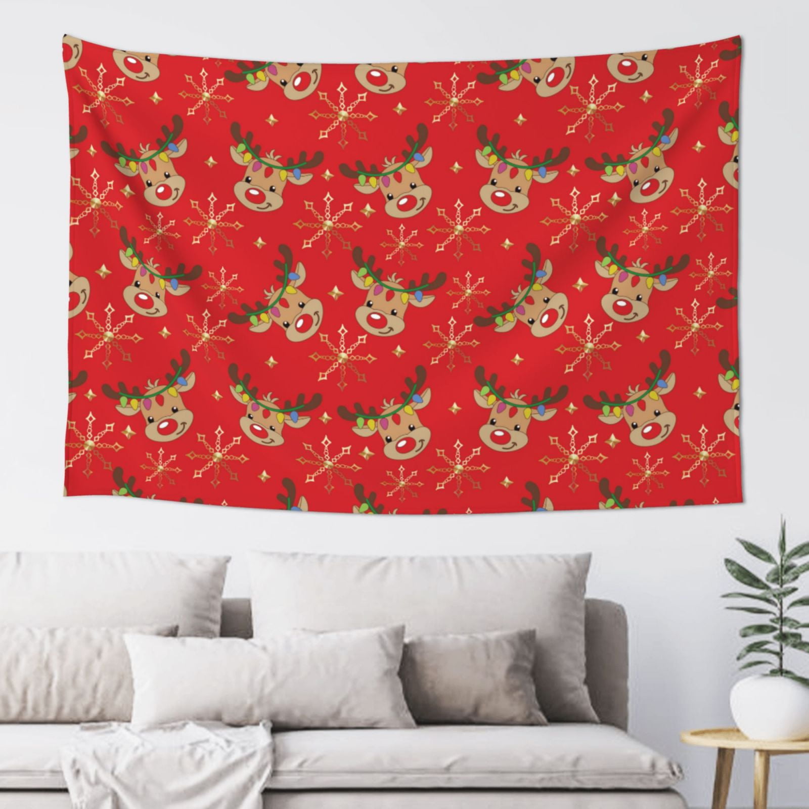 Easygdp Christmas With Cute Deer Tapestry Wall Hanging, Wall Tapestries ...