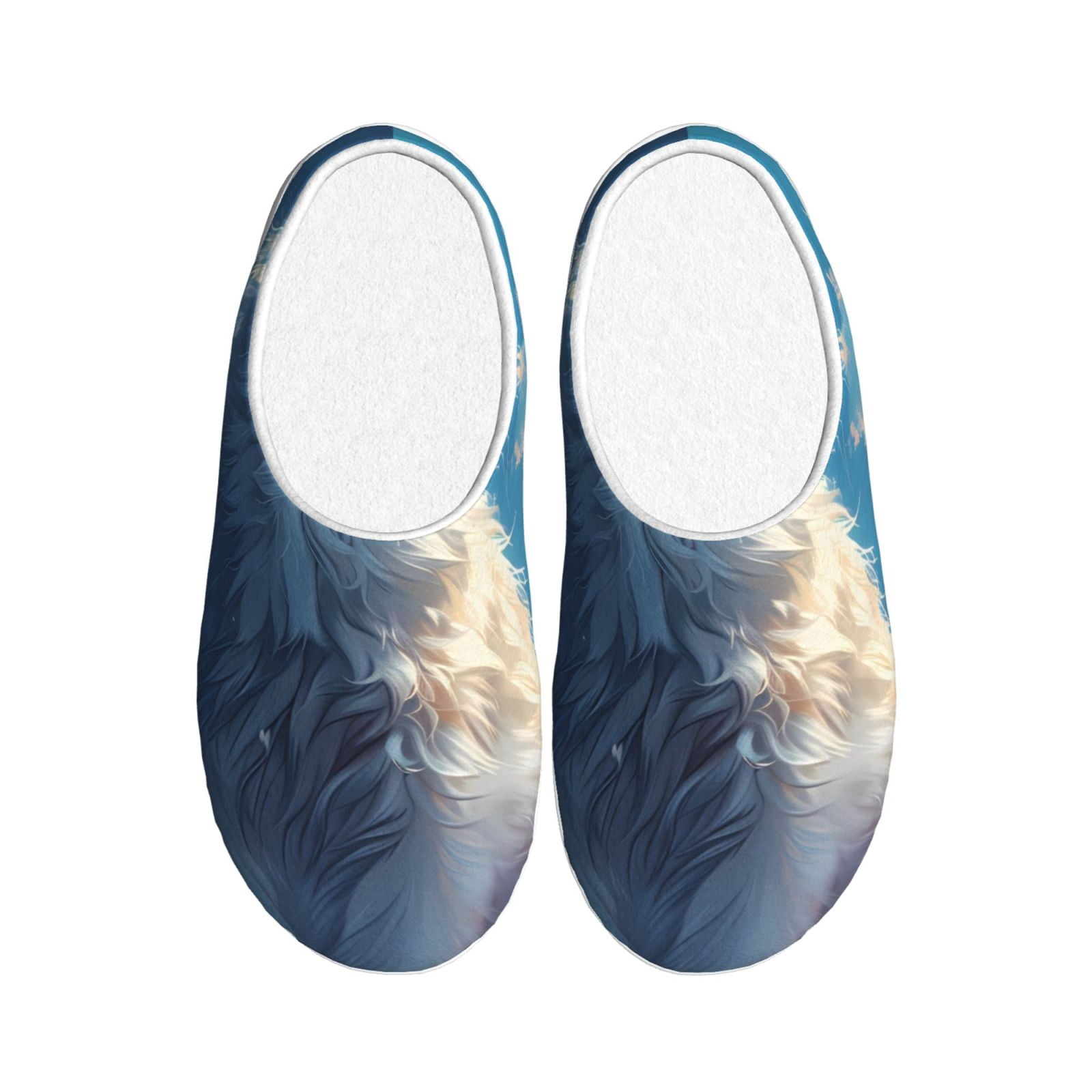 Easygdp Clear Sky Blue Cat Slippers for Women Mens Winter Warm Home ...